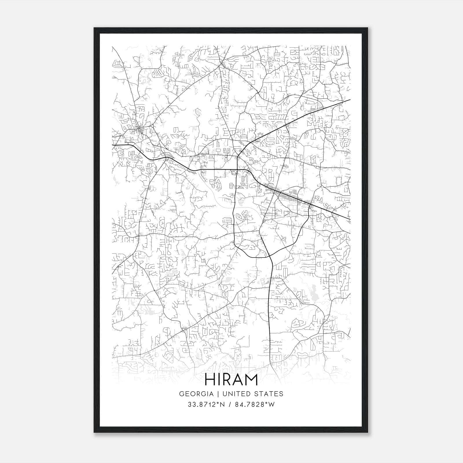 Hiram Georgia Map Poster, Modern Home Decor Wall Art Print - Custom ...