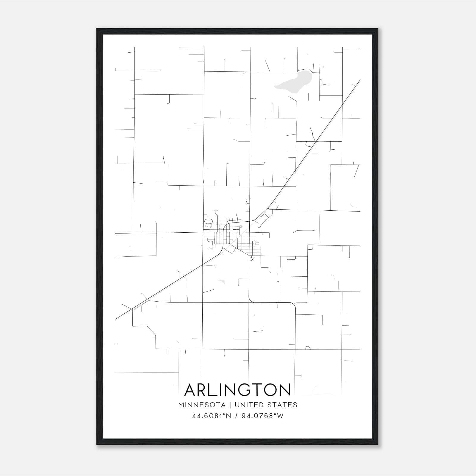 Arlington Minnesota Map Poster, Modern Home Decor Wall Art Print ...