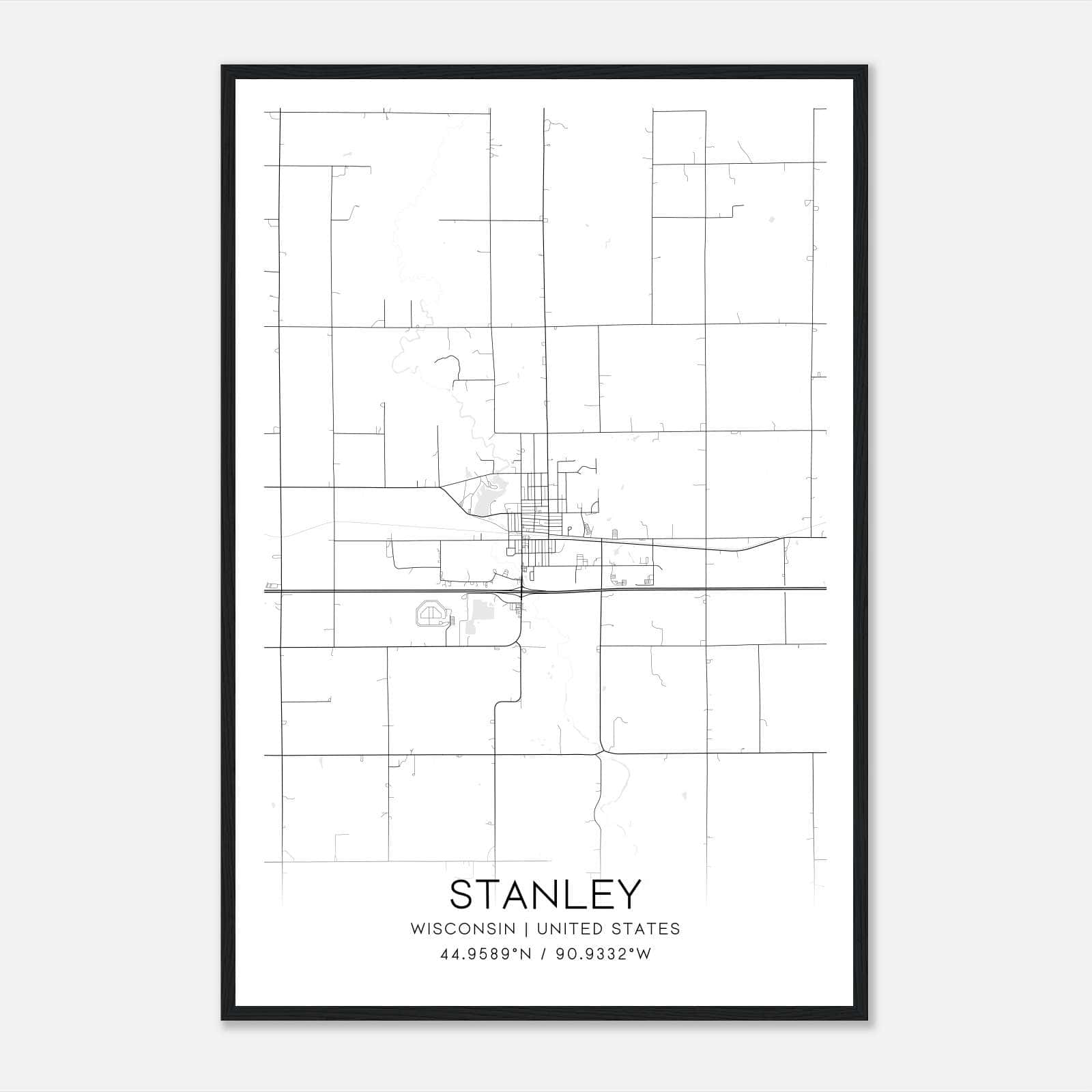 Stanley Wisconsin Map Poster, Modern Home Decor Wall Art Print - Custom ...