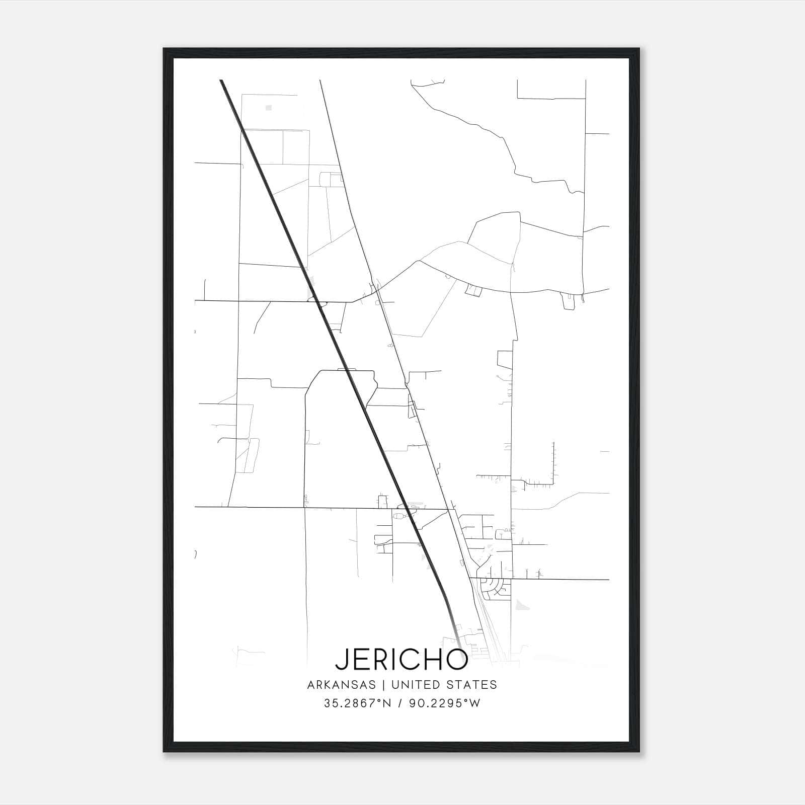 Jericho Arkansas Map Poster, Modern Home Decor Wall Art Print - Custom ...