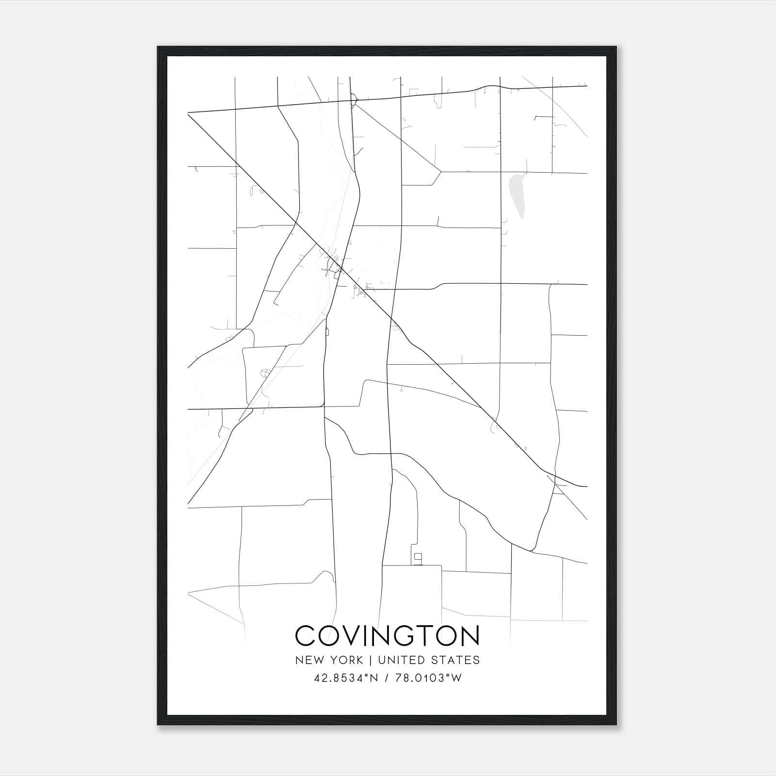 Covington New York Map Poster, Modern Home Decor Wall Art Print ...