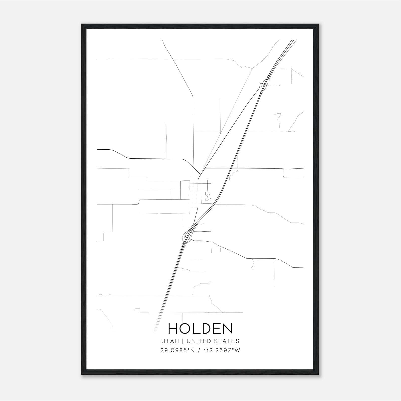 Holden Utah Map Poster, Modern Home Decor Wall Art Print - Custom Maps & Posters