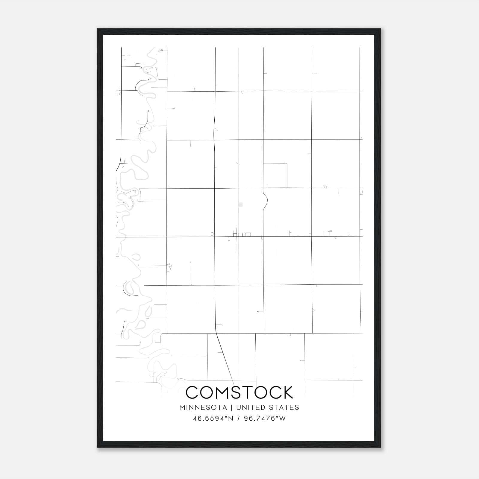 Comstock Minnesota Map Poster, Modern Home Decor Wall Art Print ...