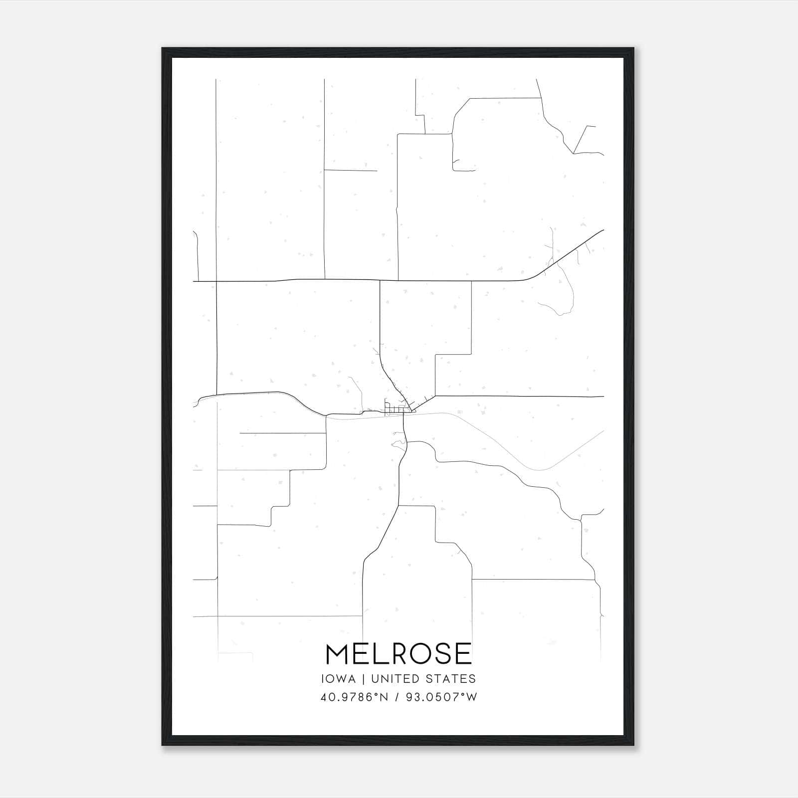 Melrose Iowa Map Poster, Modern Home Decor Wall Art Print - Custom Maps ...