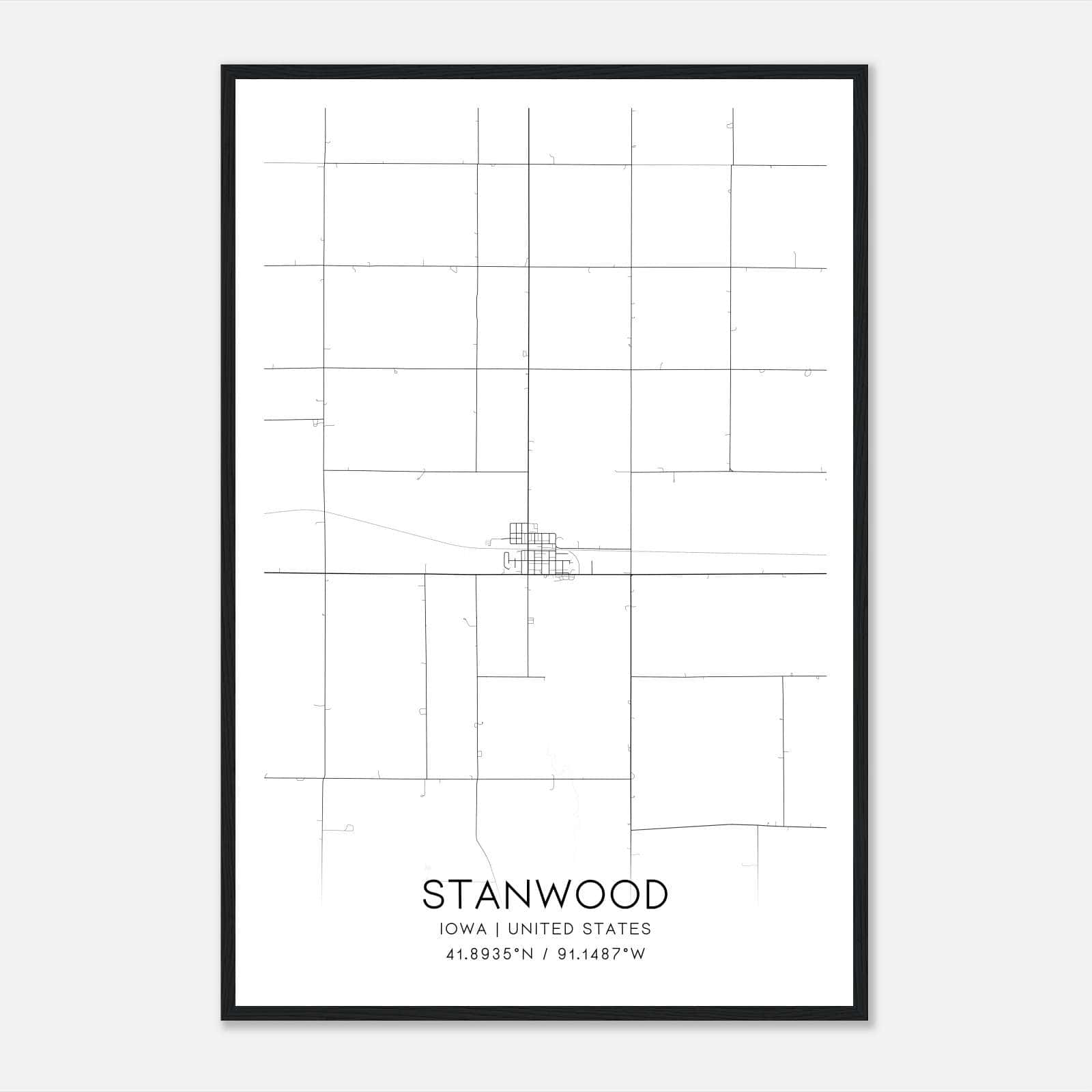 Stanwood Iowa Map Poster, Modern Home Decor Wall Art Print - Custom ...