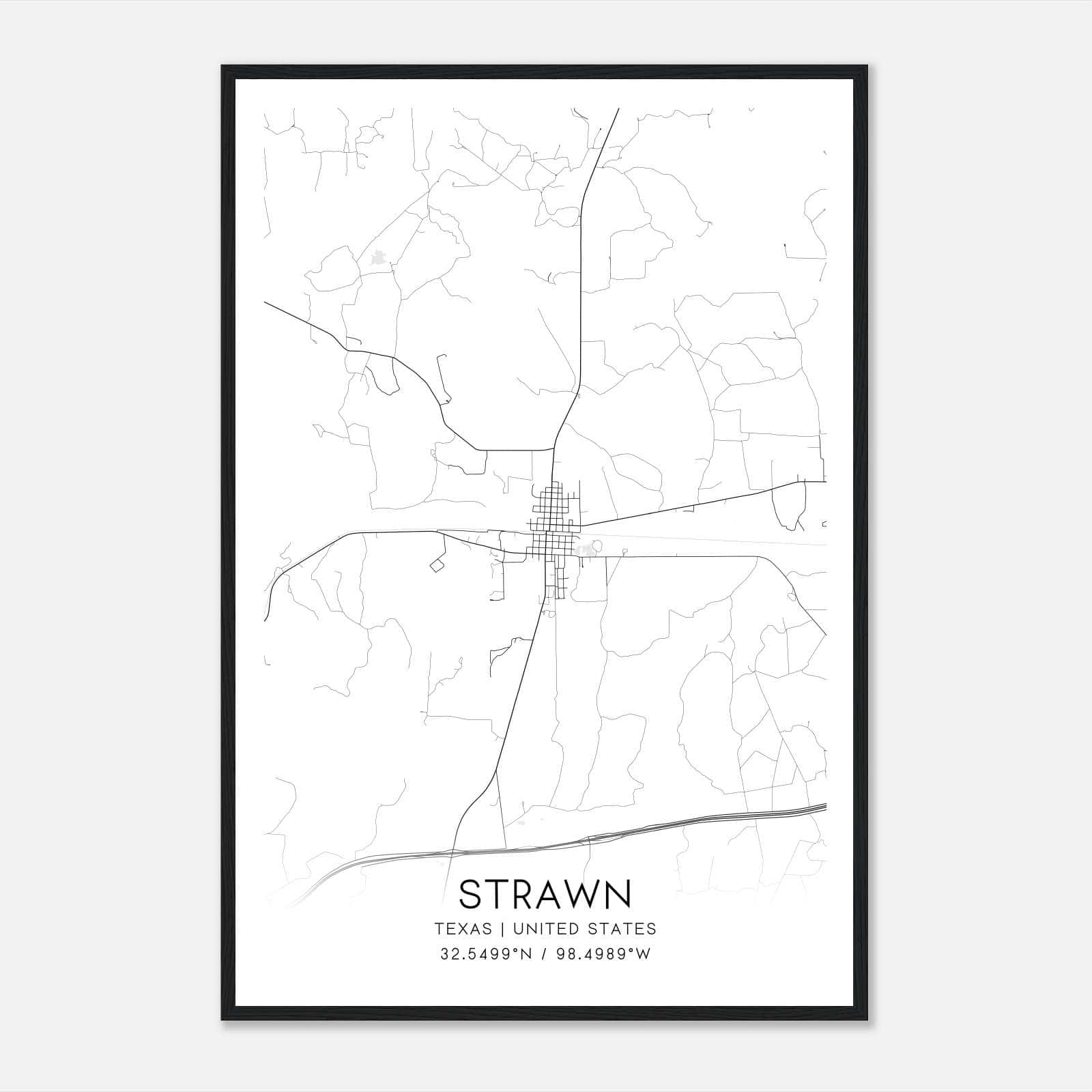 Strawn Texas Map Poster, Modern Home Decor Wall Art Print - Custom Maps ...