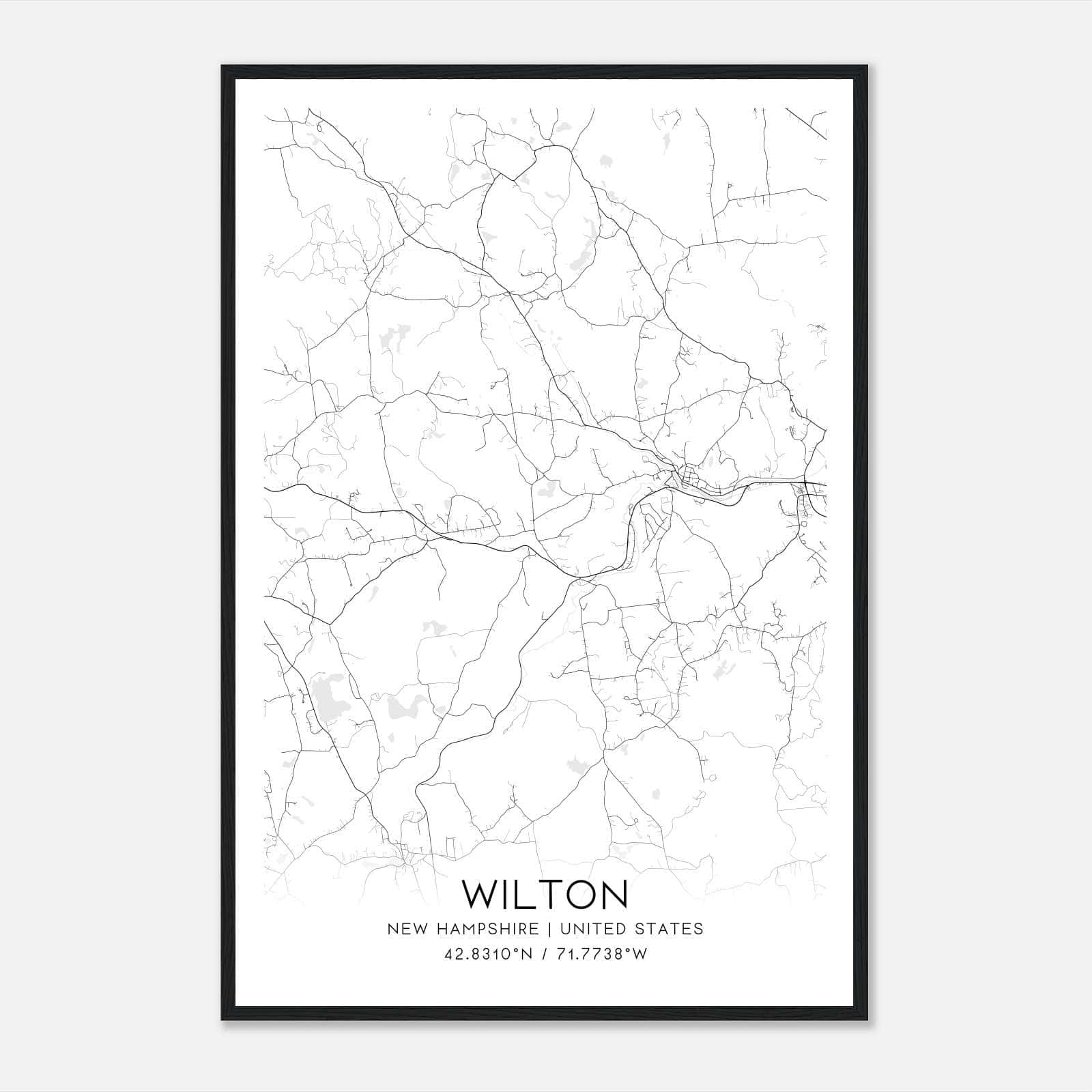 Wilton New Hampshire Map Poster, Modern Home Decor Wall Art Print ...