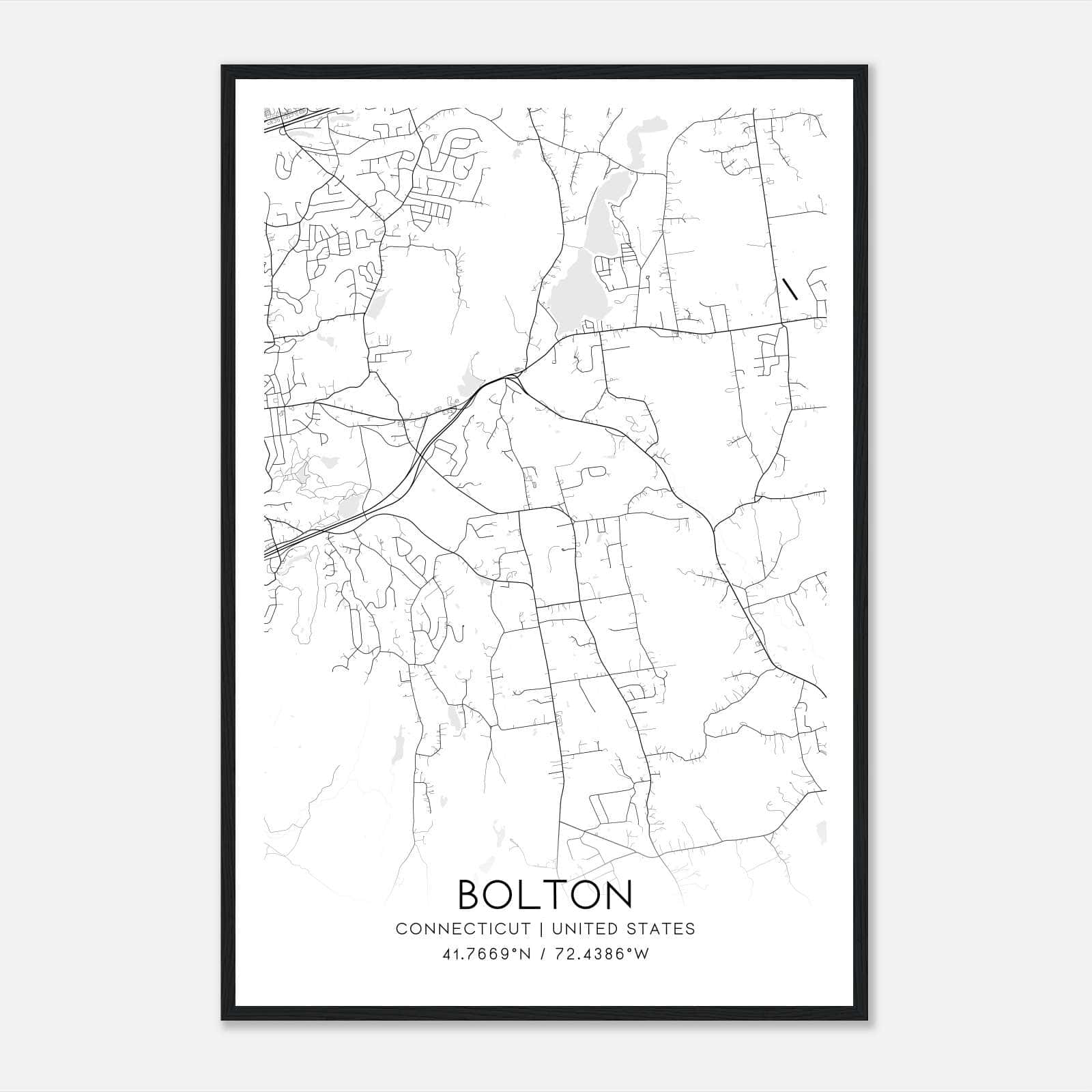 Bolton Connecticut Map Poster, Modern Home Decor Wall Art Print ...