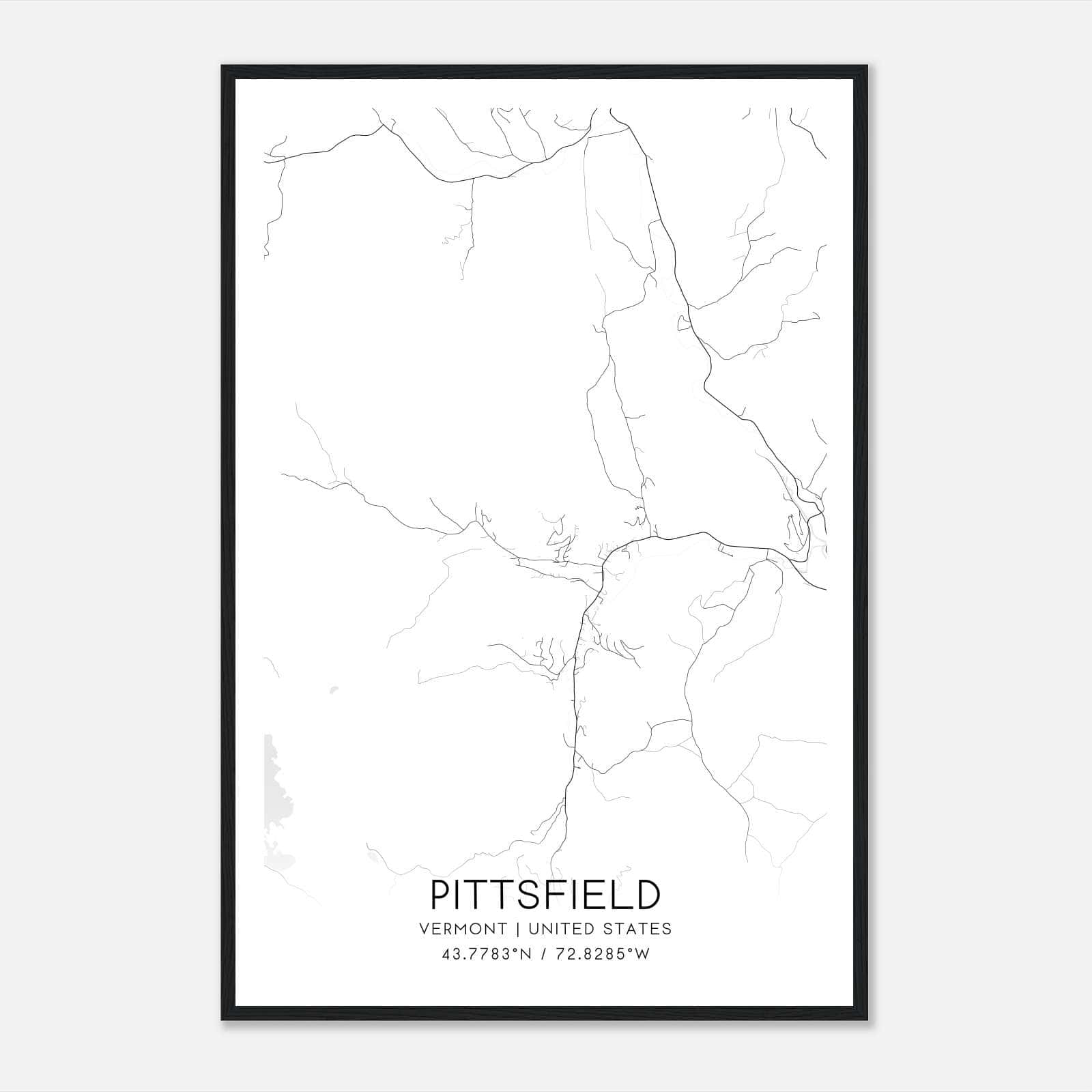 Pittsfield Vermont Map Poster, Modern Home Decor Wall Art Print ...