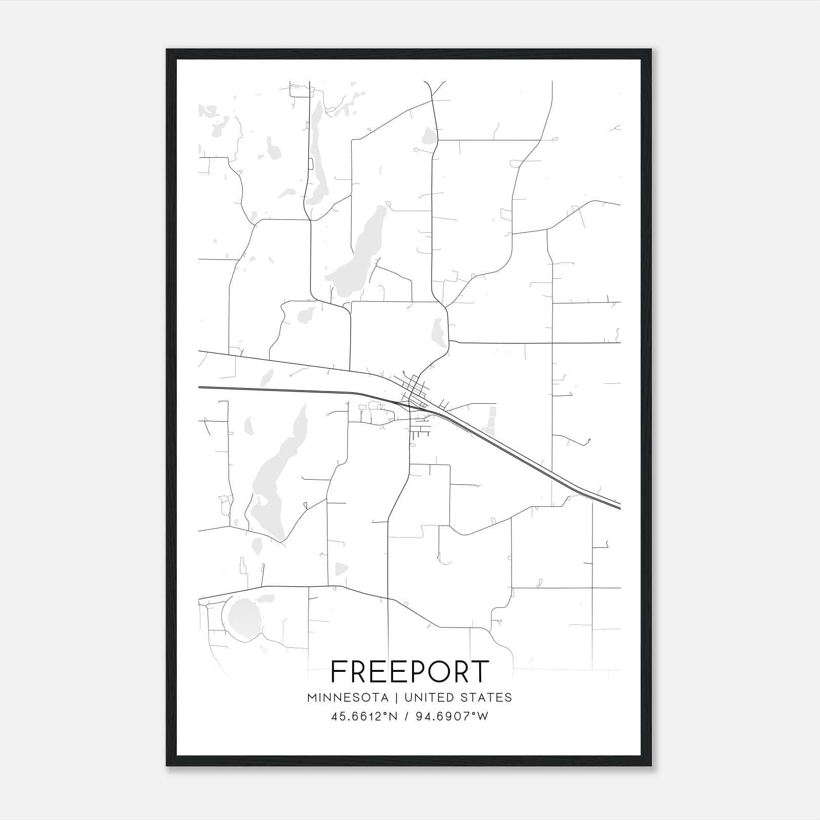 Freeport Minnesota Map Poster, Modern Home Decor Wall Art Print ...