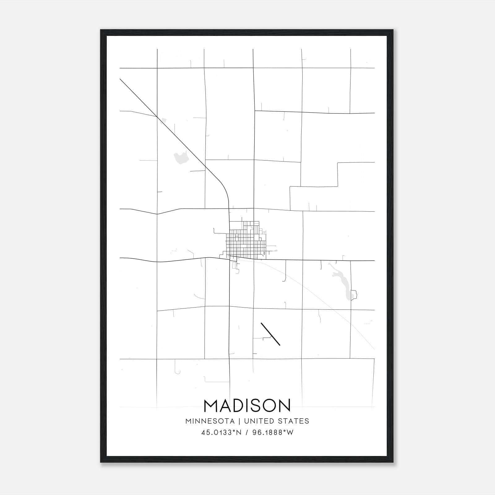 Madison Minnesota Map Poster, Modern Home Decor Wall Art Print - Custom ...