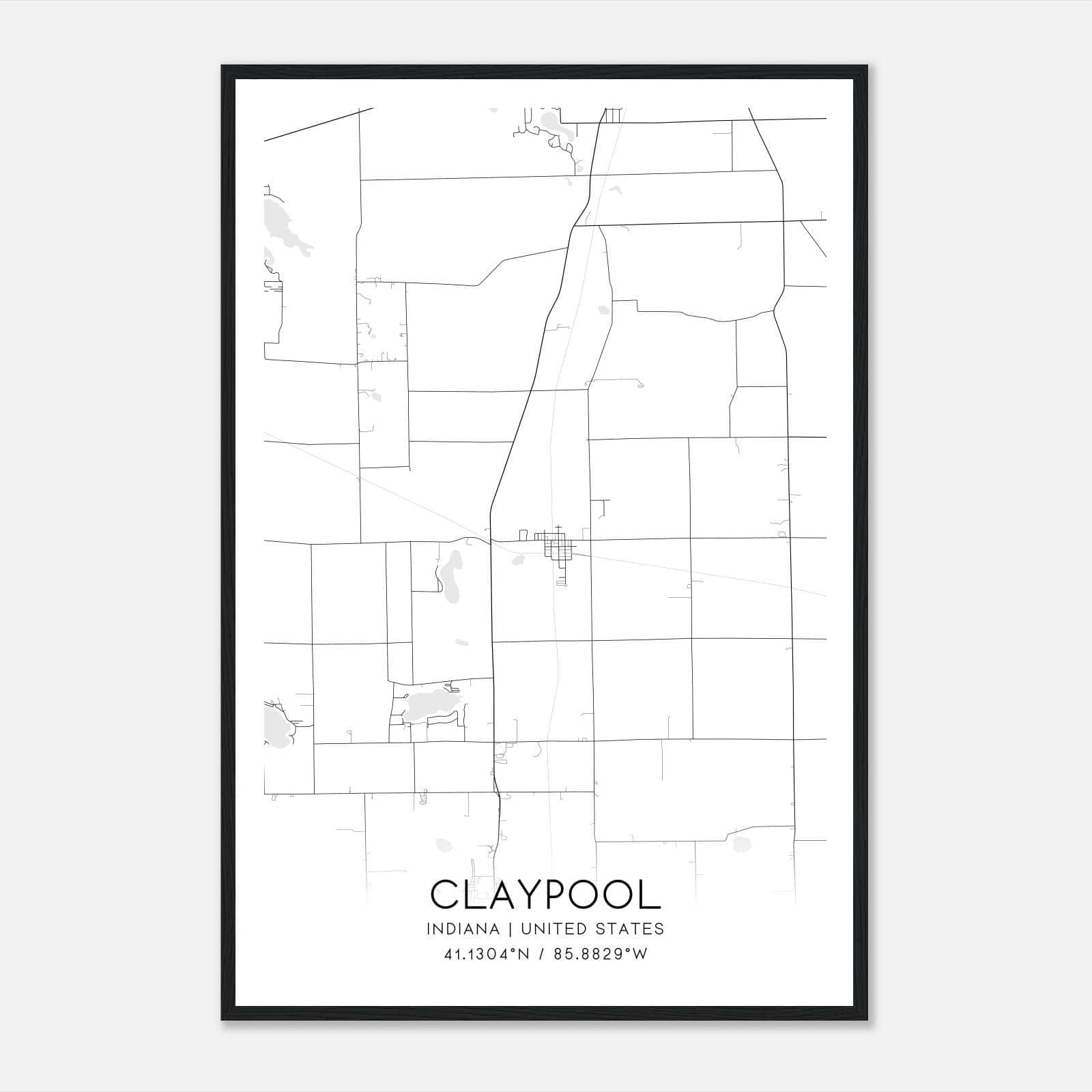 Claypool Indiana Map Poster, Modern Home Decor Wall Art Print - Custom ...