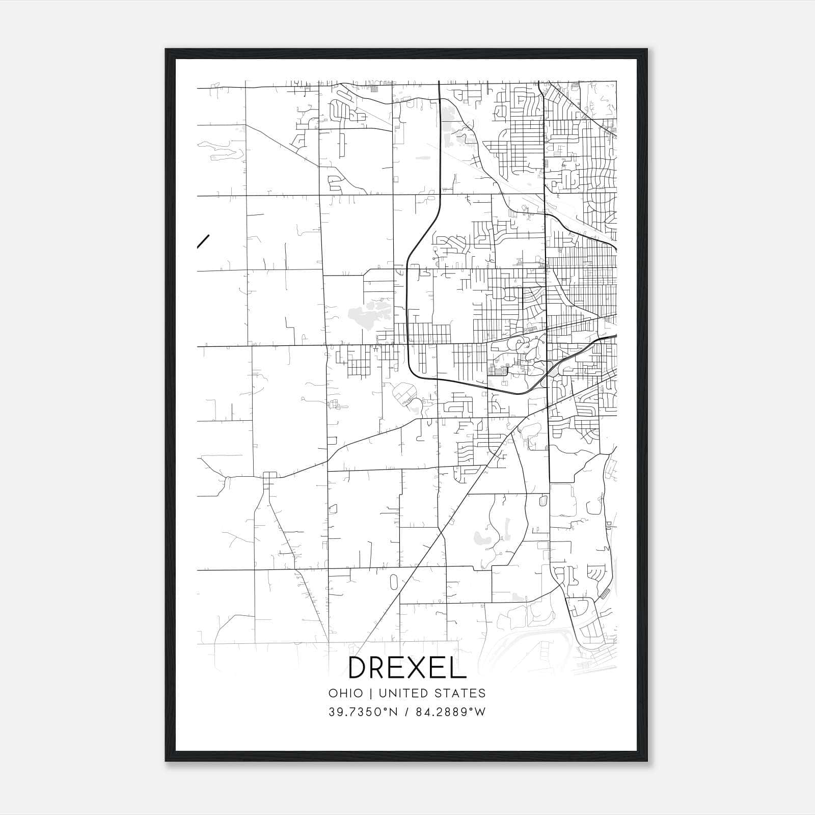 Drexel Ohio Map Poster, Modern Home Decor Wall Art Print - Custom Maps ...