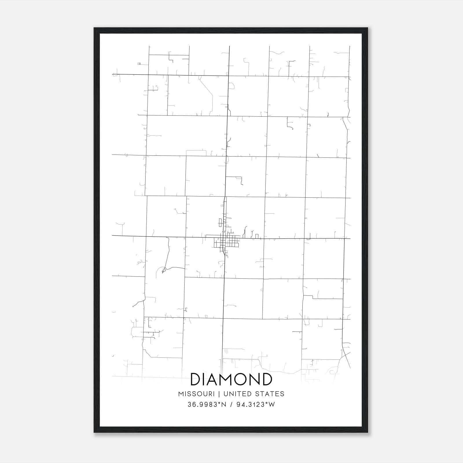 Diamond Missouri Map Poster, Modern Home Decor Wall Art Print - Custom ...