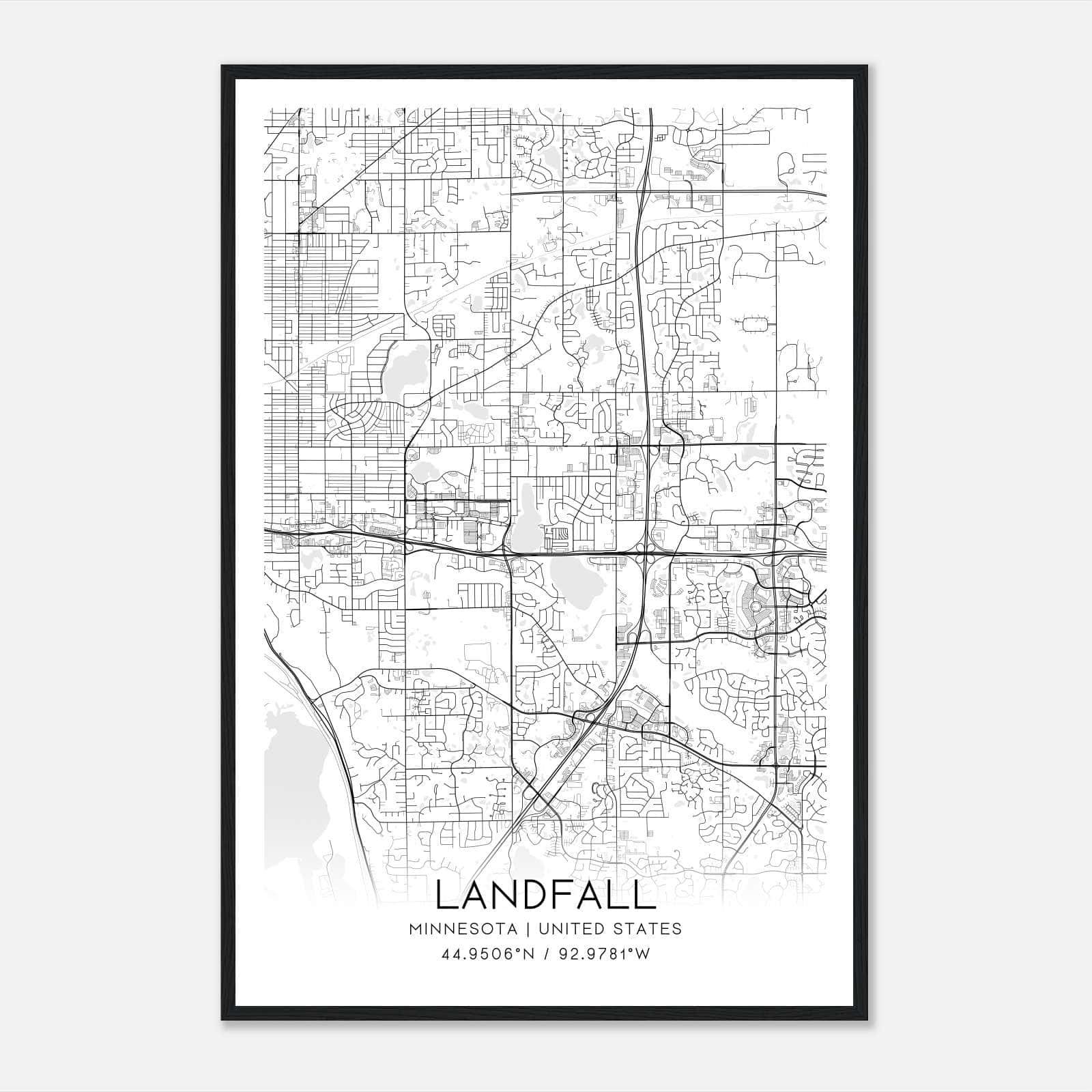 Landfall Minnesota Map Poster, Modern Home Decor Wall Art Print ...