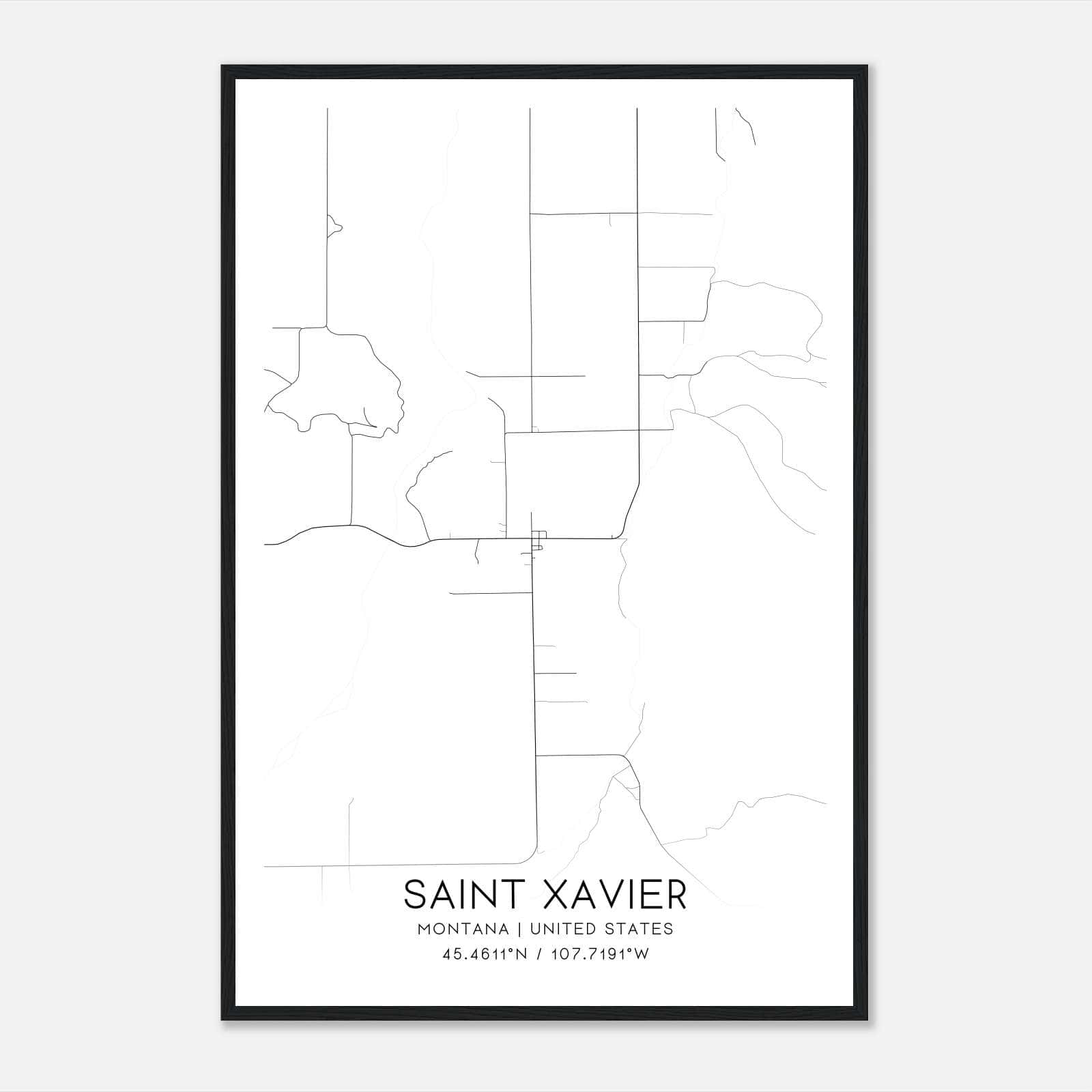 Saint Xavier Montana Map Poster, Modern Home Decor Wall Art Print ...