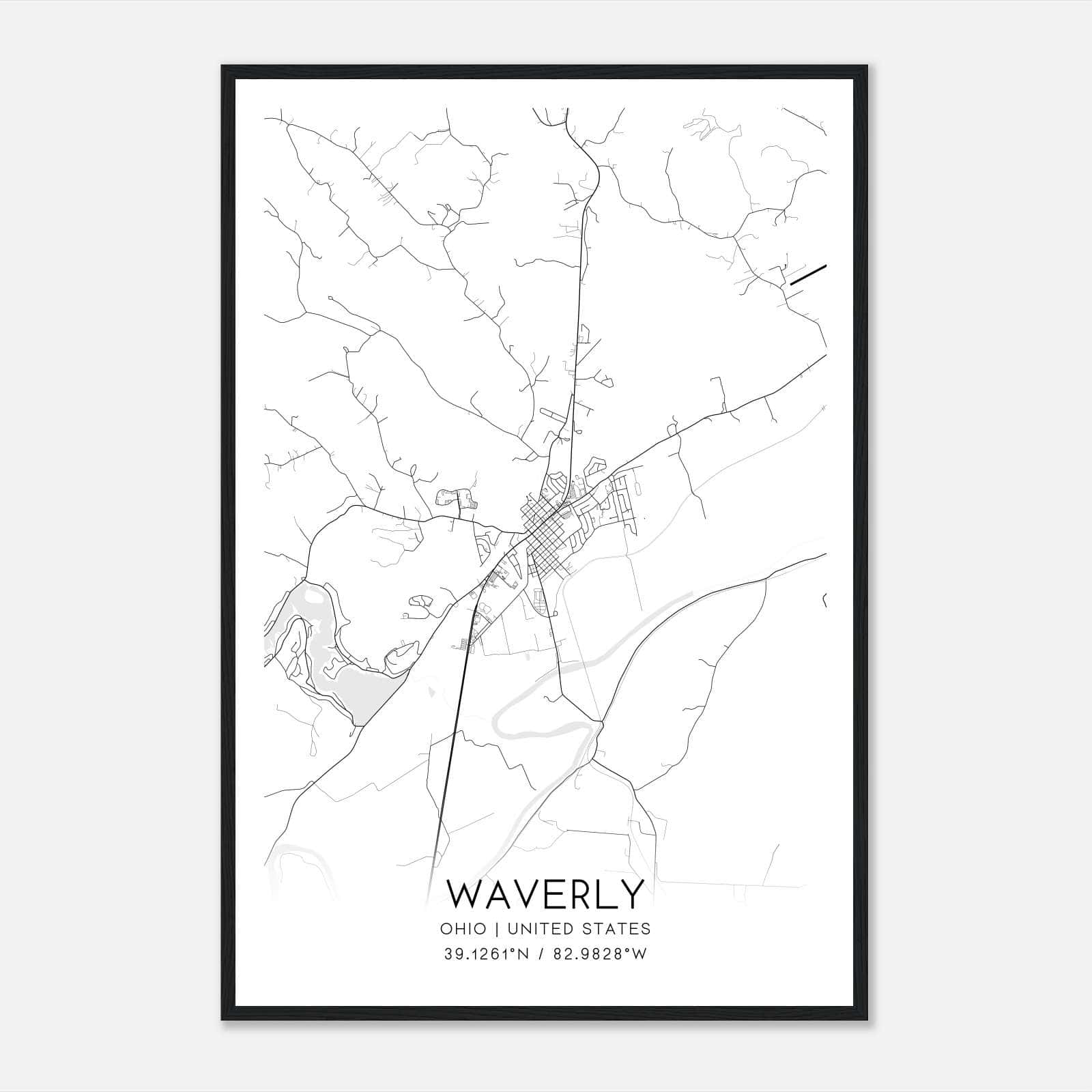 Waverly Ohio Map Poster, Modern Home Decor Wall Art Print - Custom Maps ...
