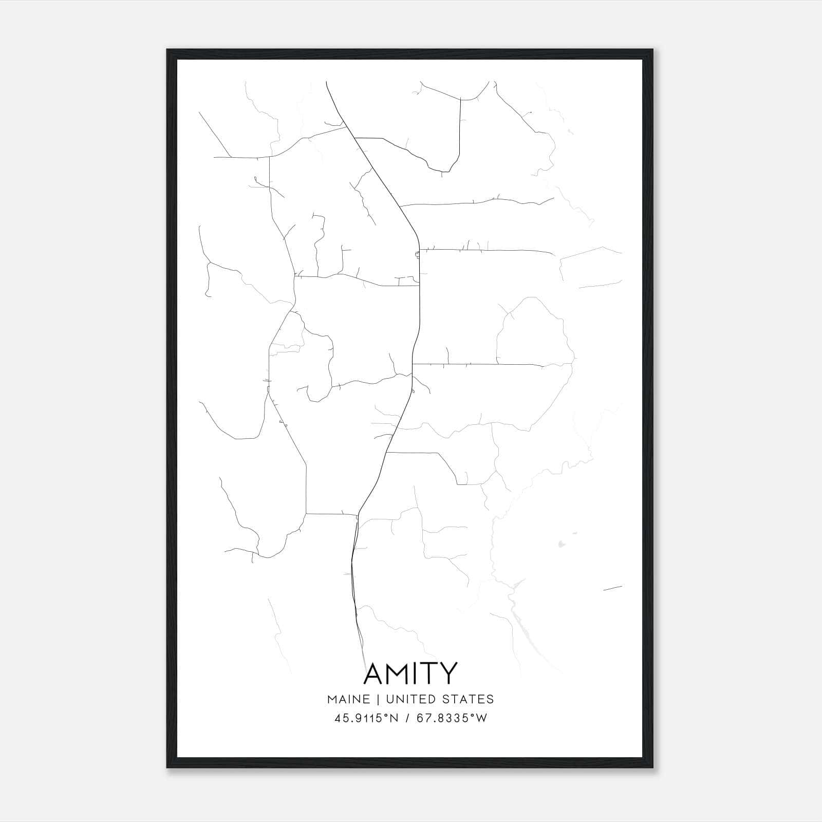 Amity Maine Map Poster, Modern Home Decor Wall Art Print - Custom Maps ...