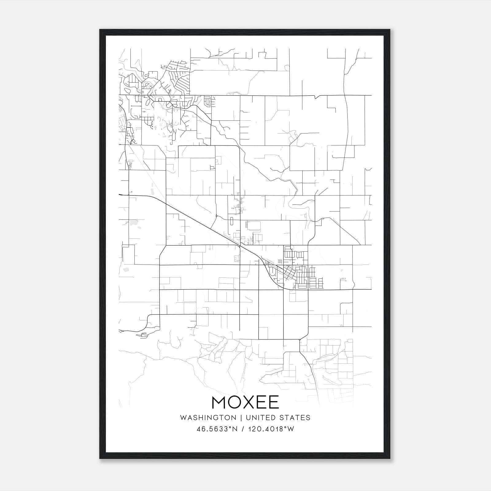 Moxee Washington Map Poster, Modern Home Decor Wall Art Print - Custom ...