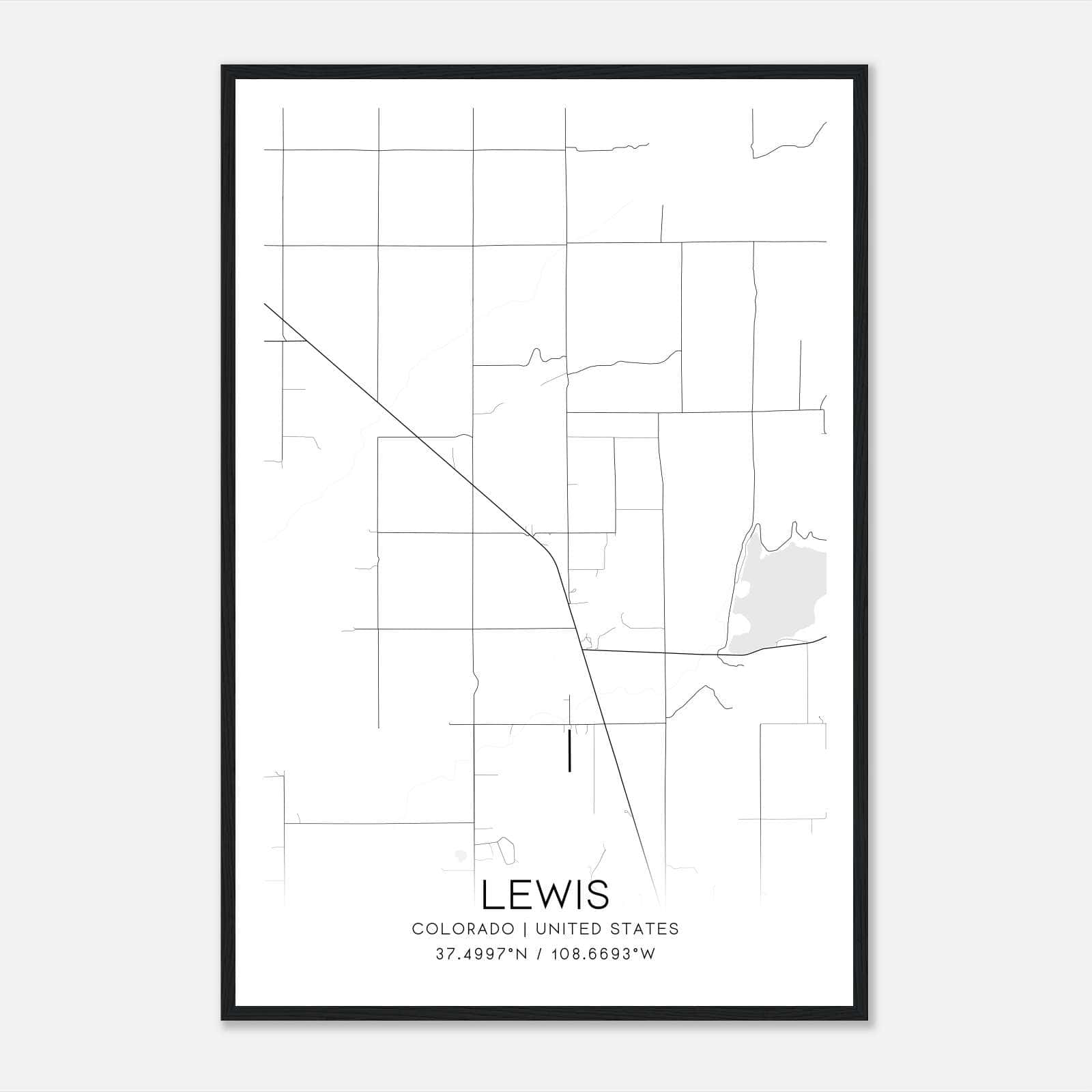 Lewis Colorado Map Poster, Modern Home Decor Wall Art Print - Custom ...