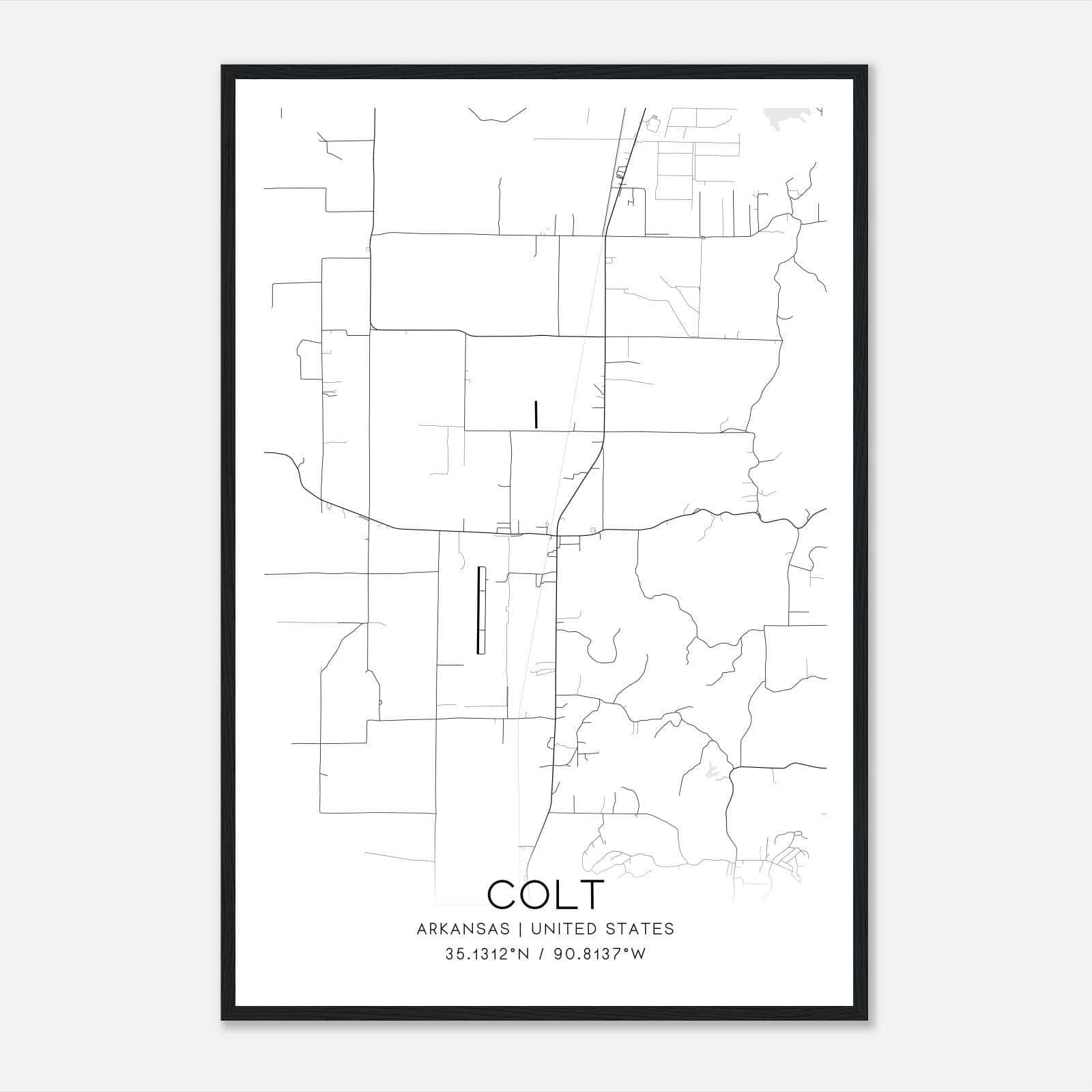 Colt Arkansas Map Poster, Modern Home Decor Wall Art Print - Custom ...