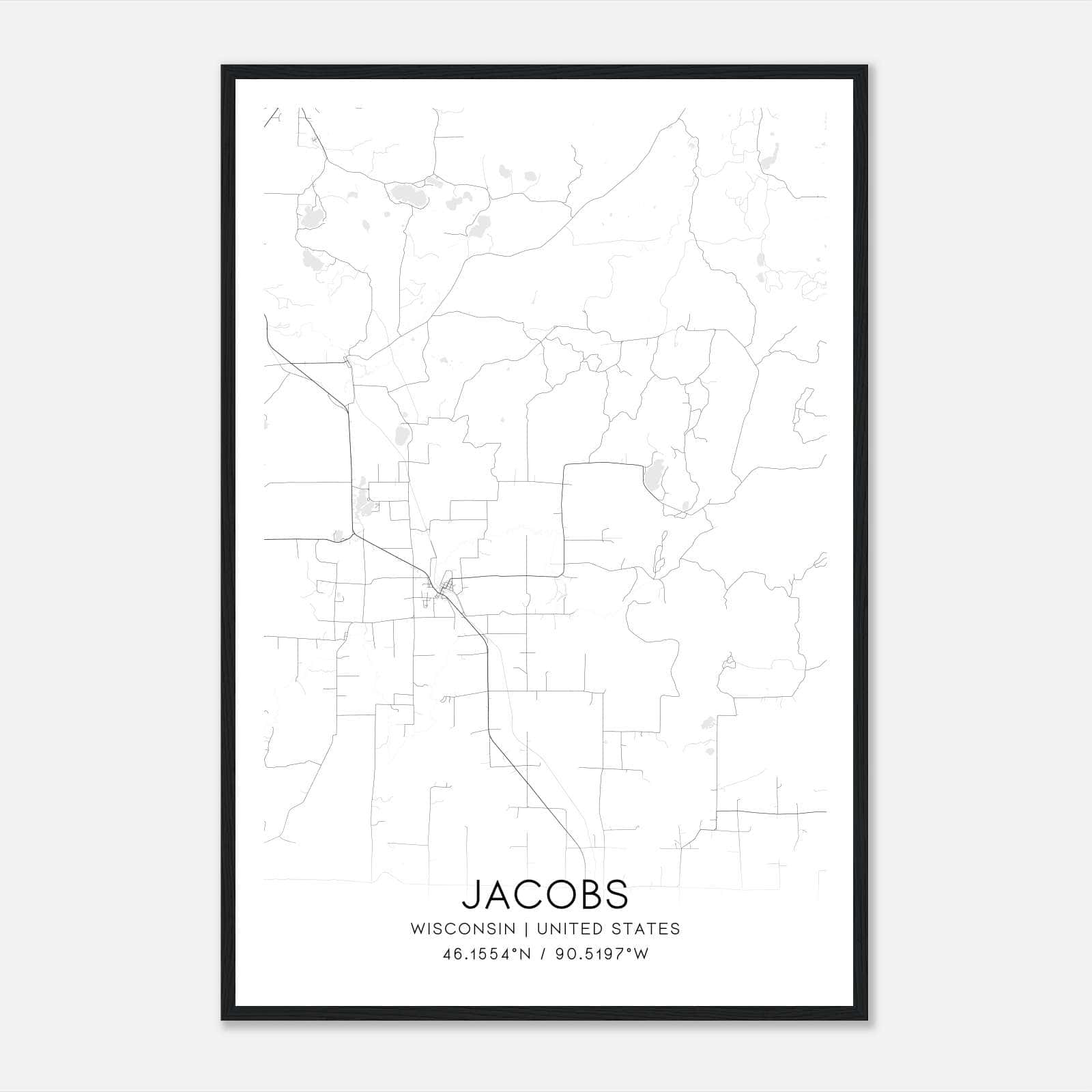 Jacobs Wisconsin Map Poster, Modern Home Decor Wall Art Print - Custom ...