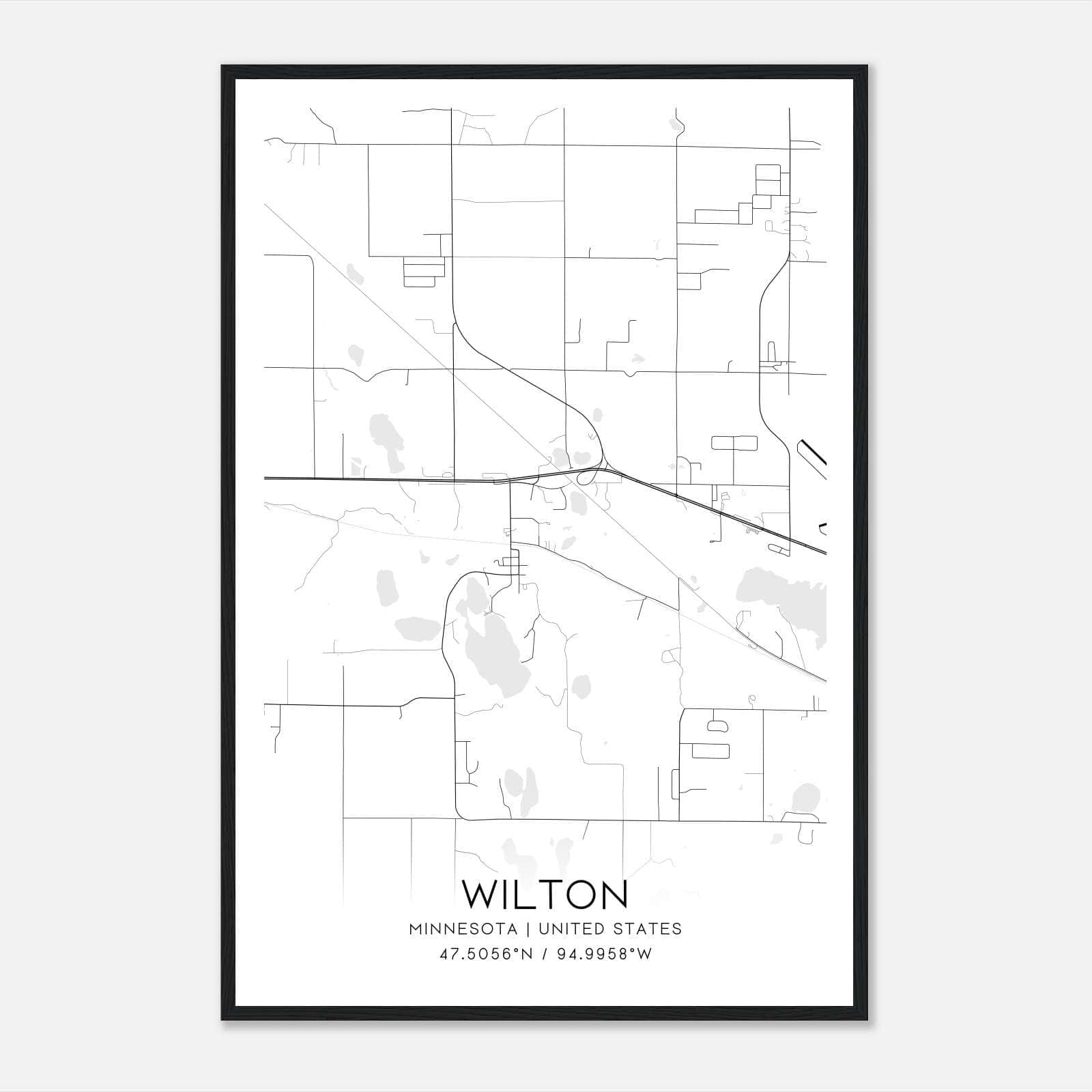 Wilton Minnesota Map Poster, Modern Home Decor Wall Art Print - Custom ...