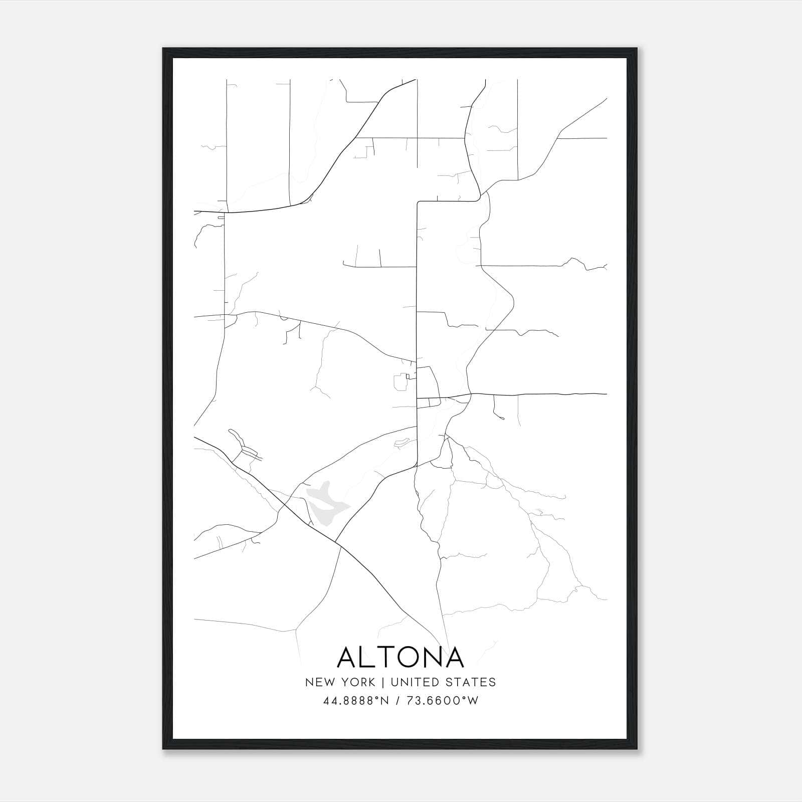 Altona New York Map Poster, Modern Home Decor Wall Art Print - Custom ...