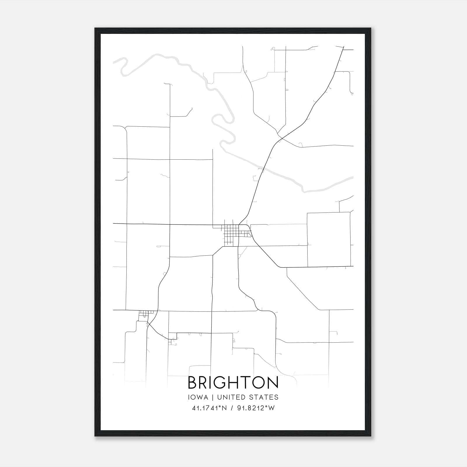 Brighton Iowa Map Poster, Modern Home Decor Wall Art Print - Custom ...