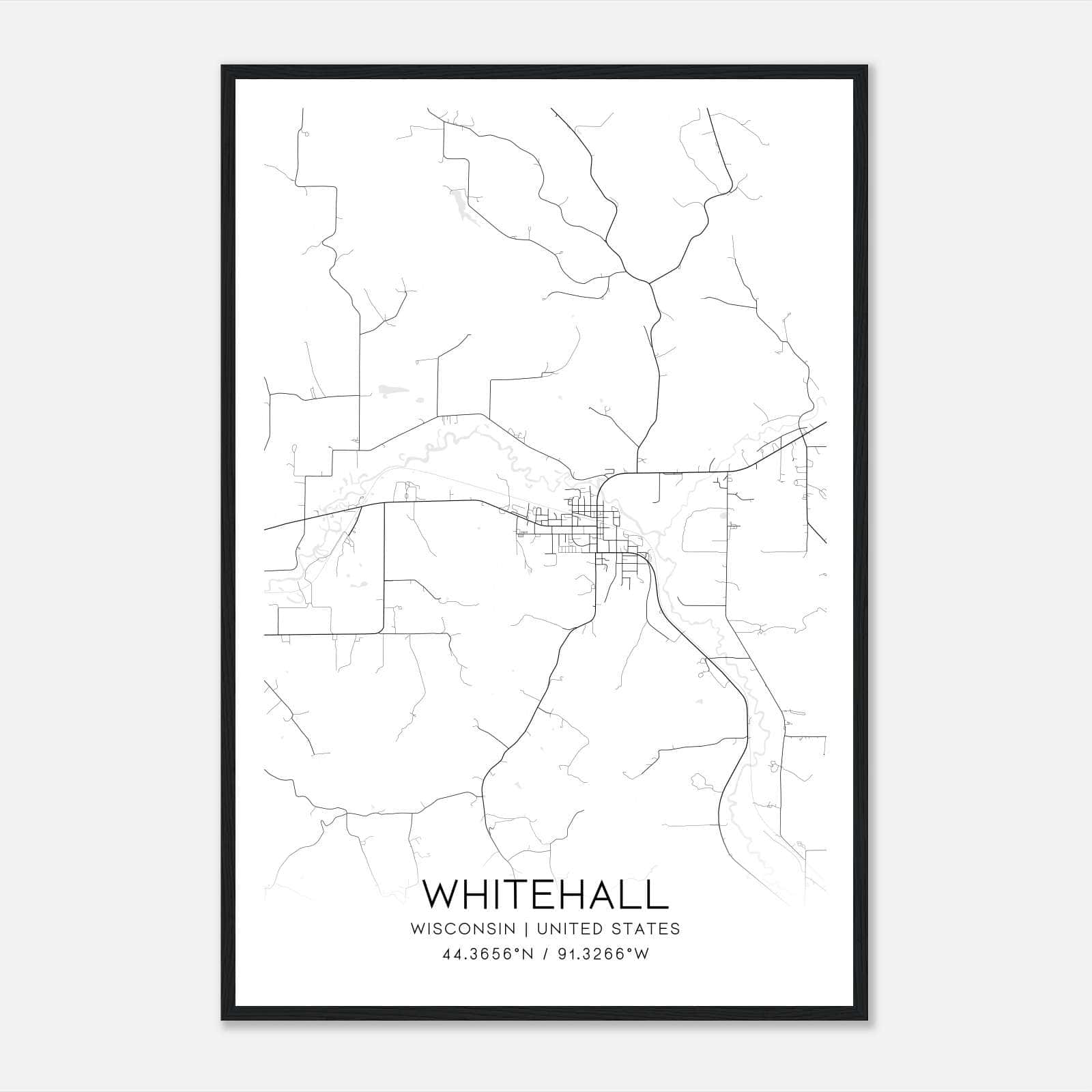 Whitehall Wisconsin Map Poster, Modern Home Decor Wall Art Print ...