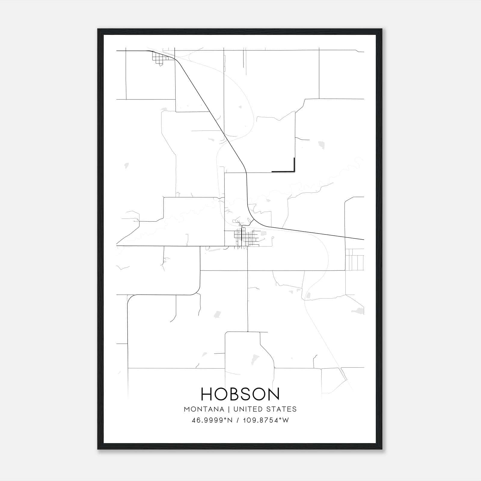 Hobson Montana Map Poster, Modern Home Decor Wall Art Print - Custom ...