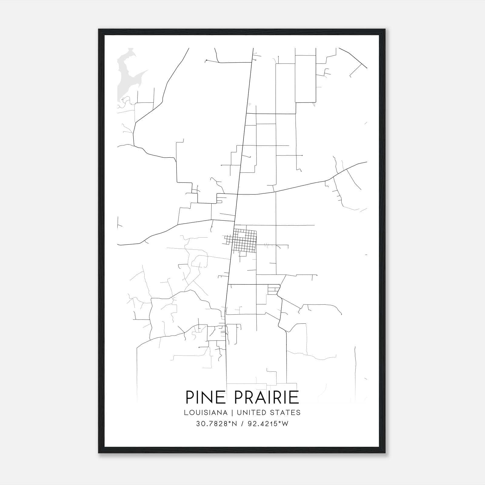 Pine Prairie Louisiana Map Poster, Modern Home Decor Wall Art Print ...