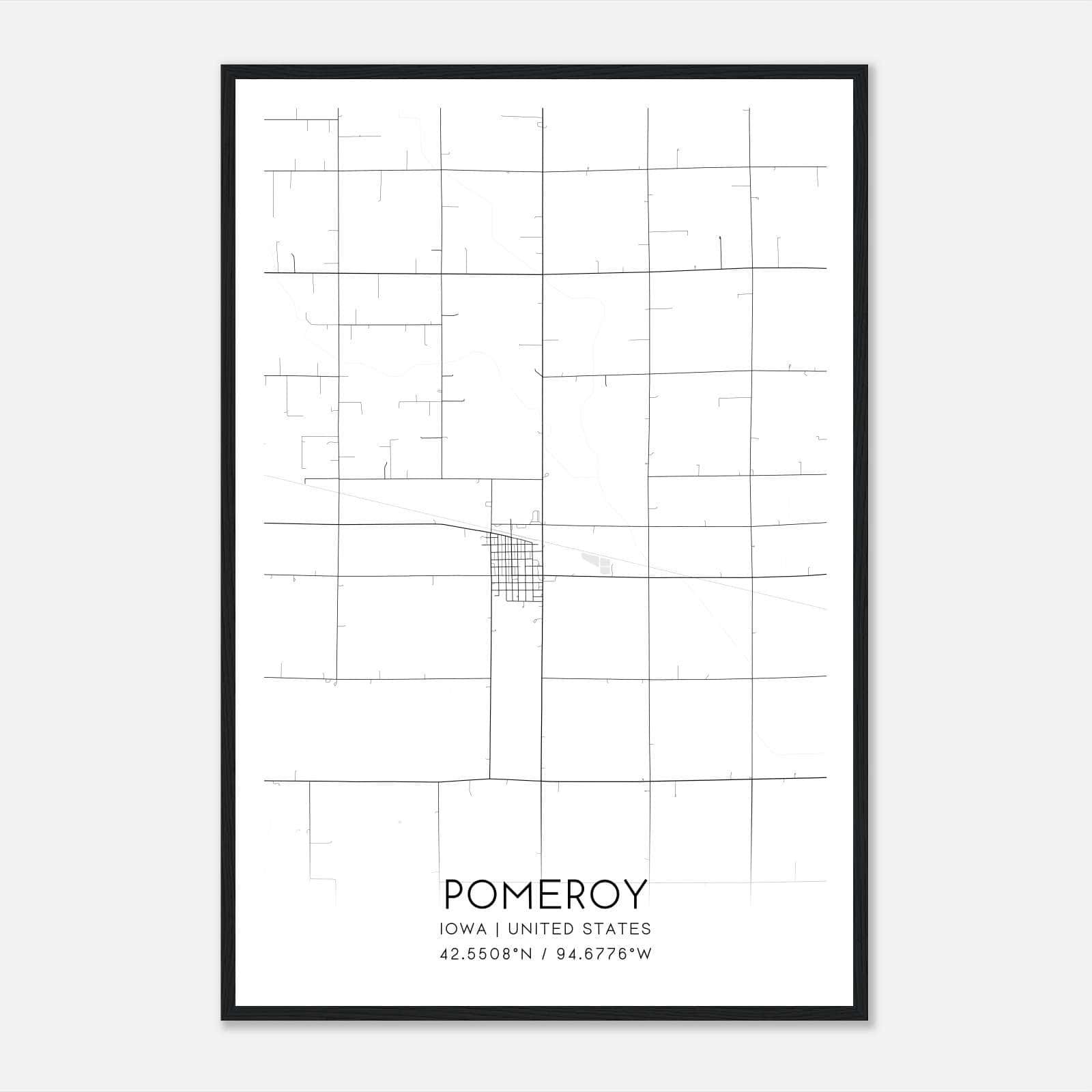 Pomeroy Iowa Map Poster, Modern Home Decor Wall Art Print - Custom Maps ...
