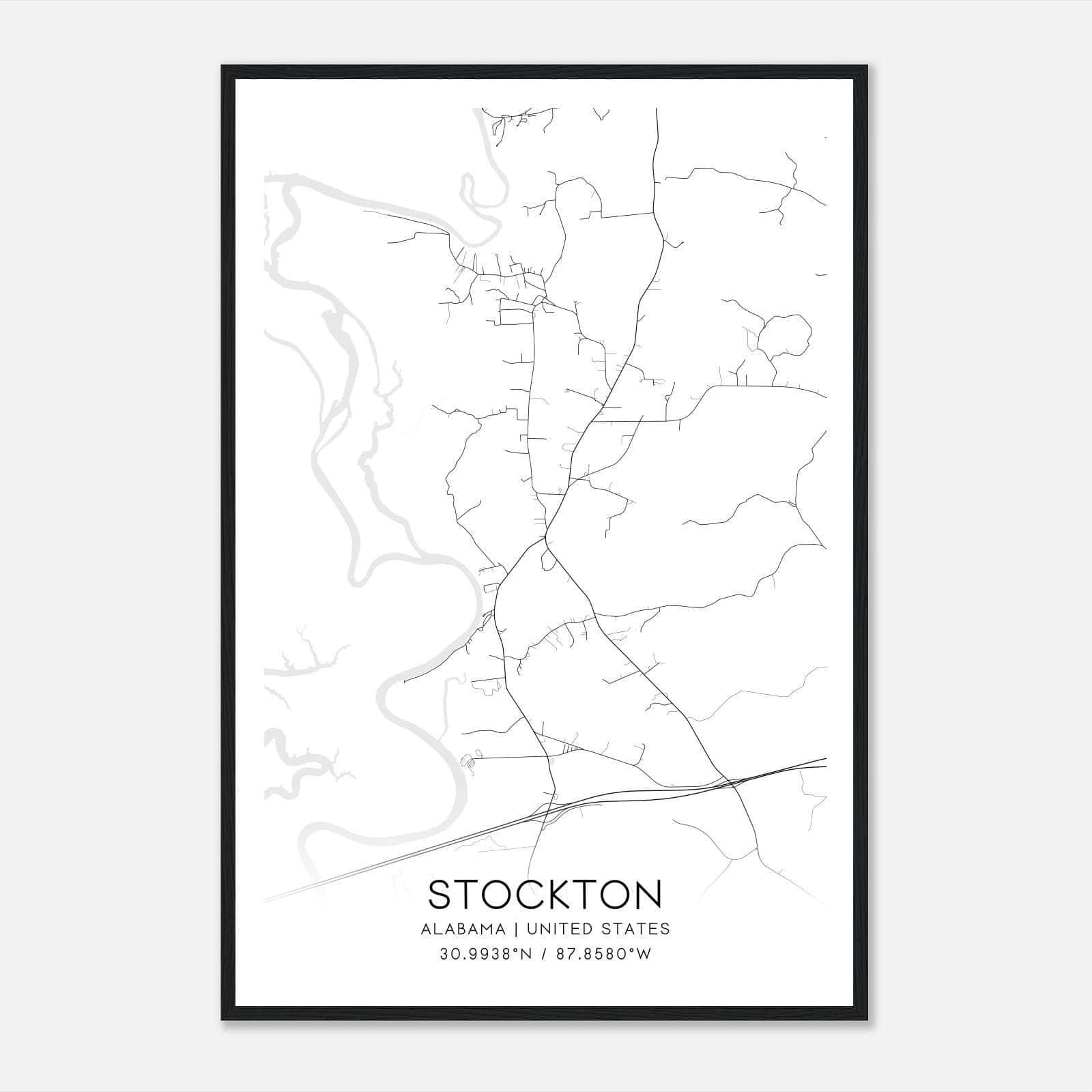 Stockton Alabama Map Poster, Modern Home Decor Wall Art Print - Custom ...