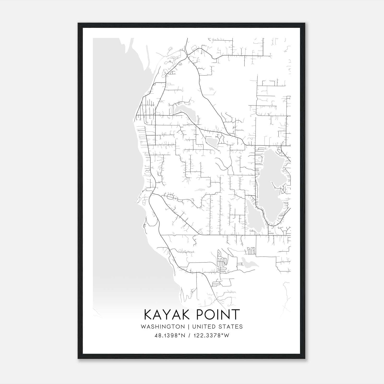 Kayak Point Washington Map Poster, Modern Home Decor Wall Art Print ...