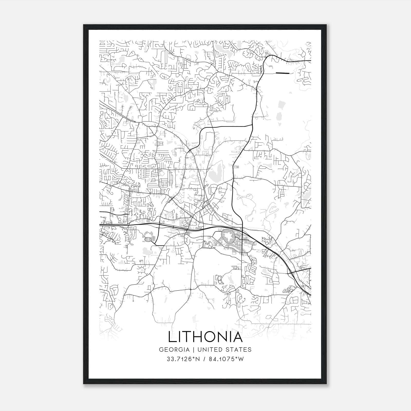 Lithonia Georgia Map Poster, Modern Home Decor Wall Art Print - Custom ...