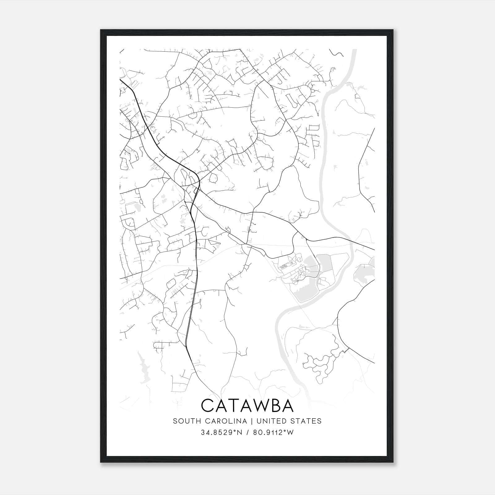 Catawba South Carolina Map Poster, Modern Home Decor Wall Art Print ...