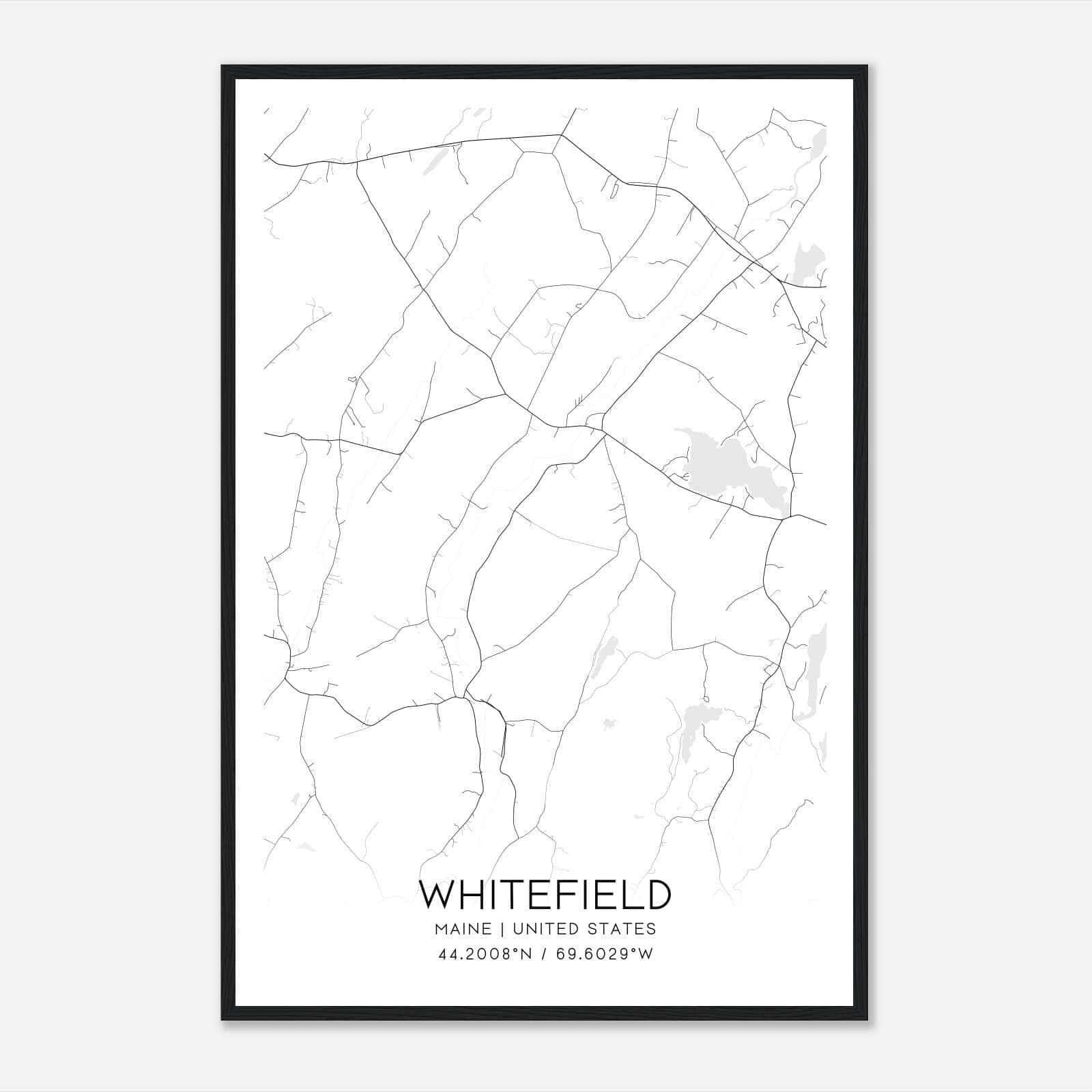 Whitefield Maine Map Poster, Modern Home Decor Wall Art Print - Custom ...