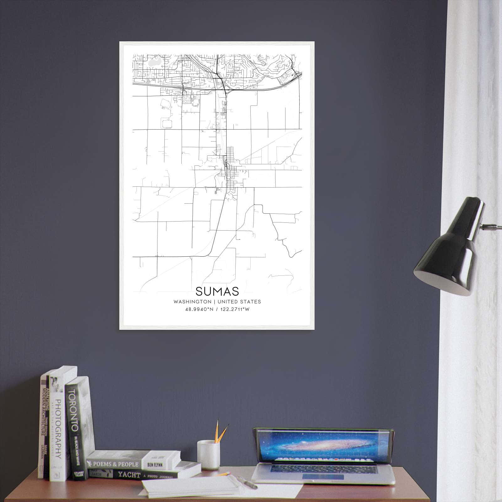 Sumas Washington Map Poster, Modern Home Decor Wall Art Print - Custom ...