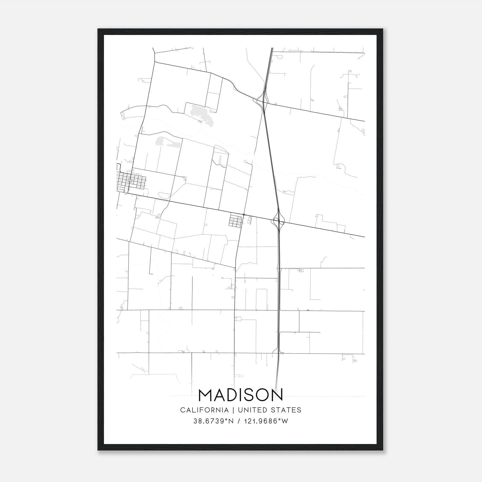 Madison California Map Poster, Modern Home Decor Wall Art Print ...