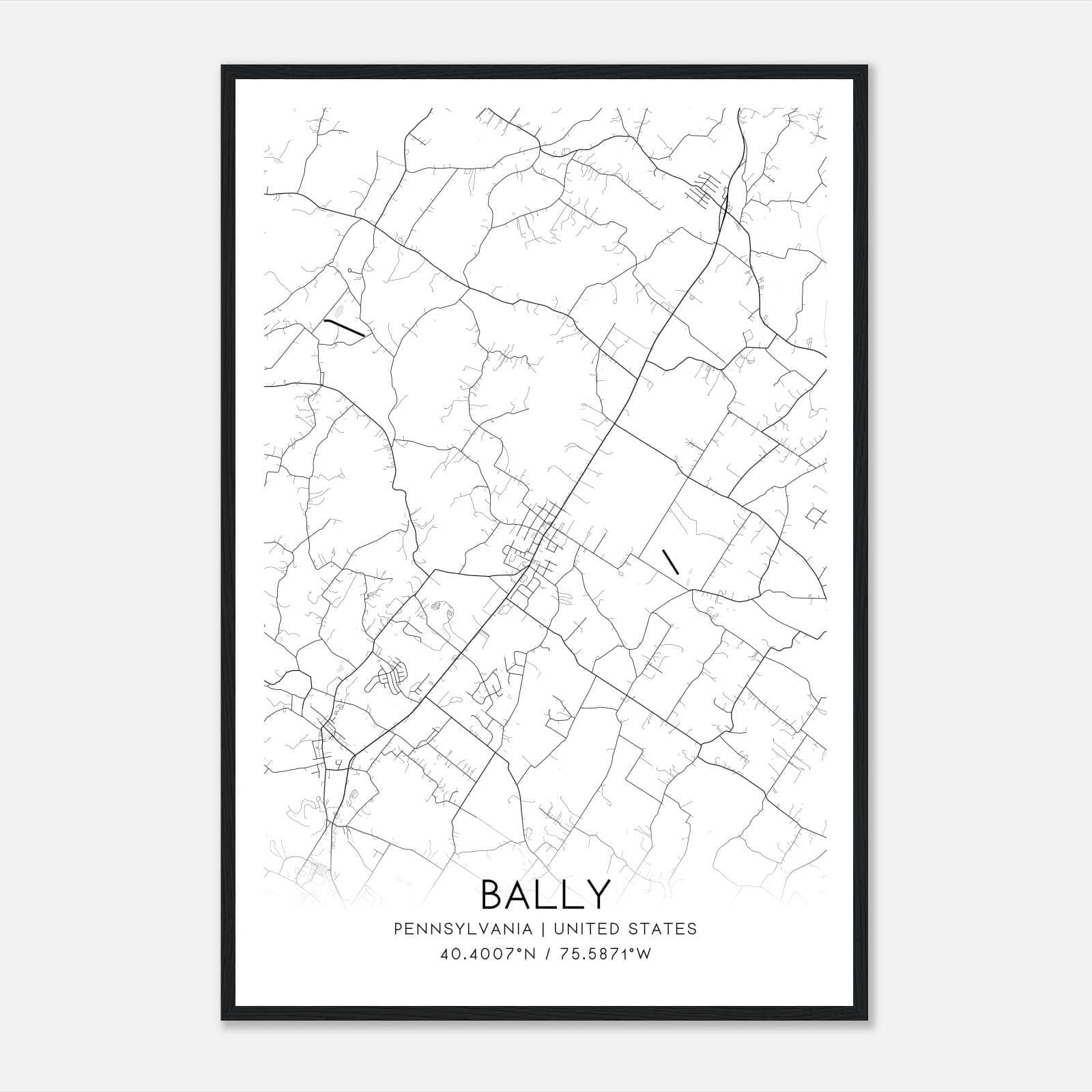 Bally Pennsylvania Map Poster, Modern Home Decor Wall Art Print ...