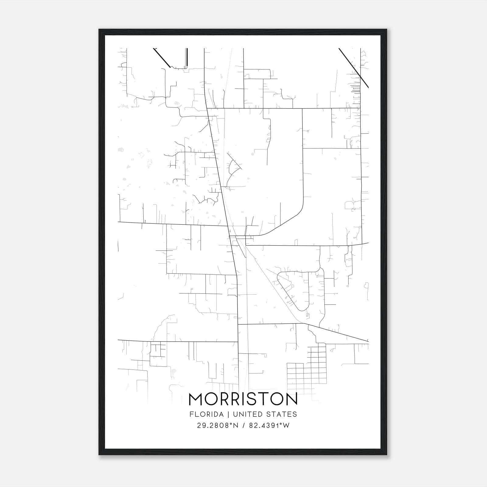 Morriston Florida Map Poster, Modern Home Decor Wall Art Print - Custom ...