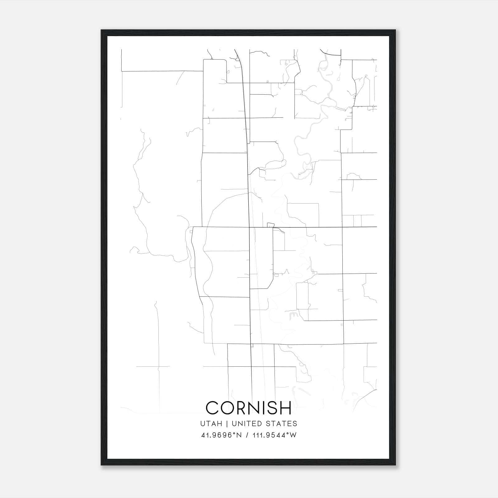 Cornish Utah Map Poster, Modern Home Decor Wall Art Print - Custom Maps & Posters