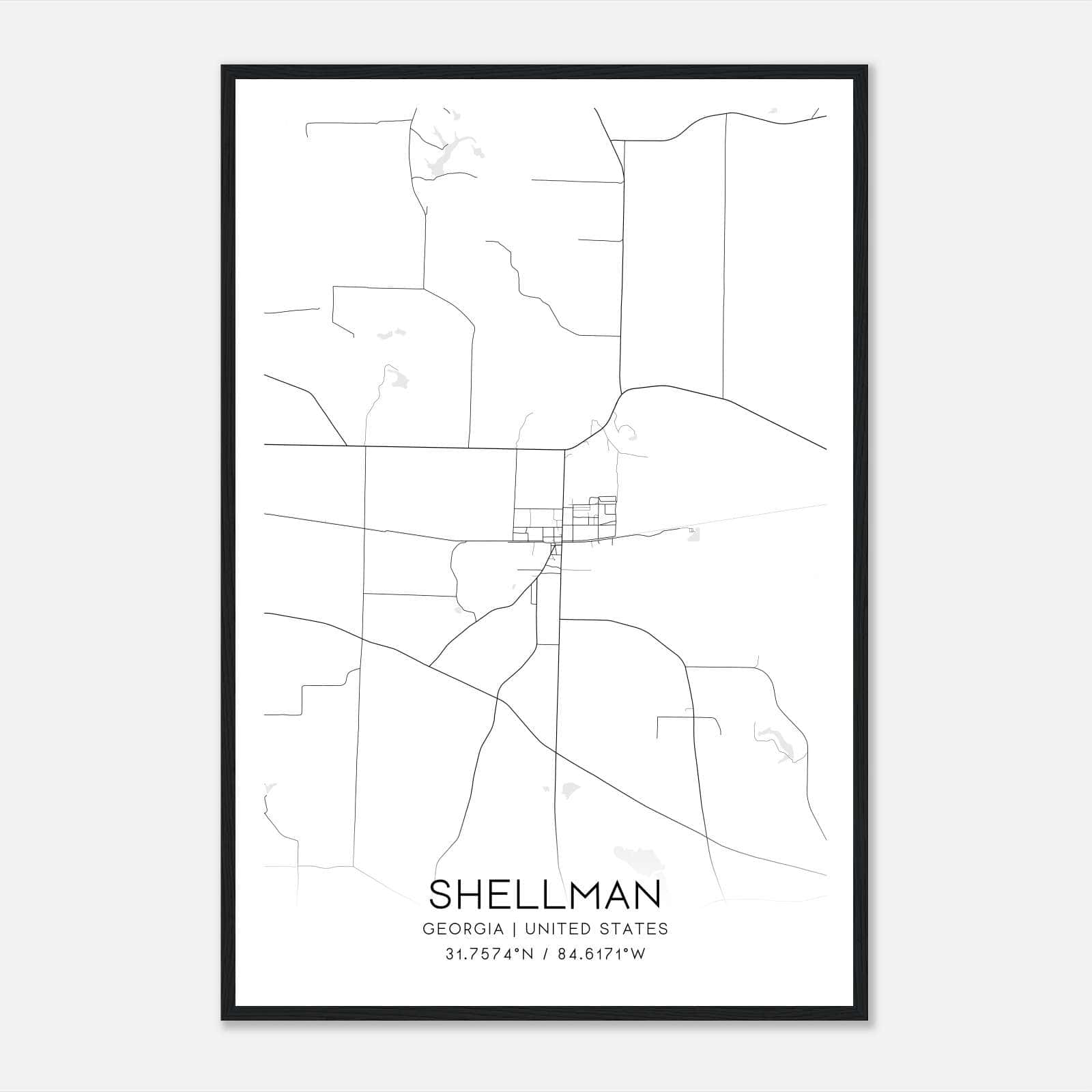 Shellman Georgia Map Poster, Modern Home Decor Wall Art Print - Custom ...