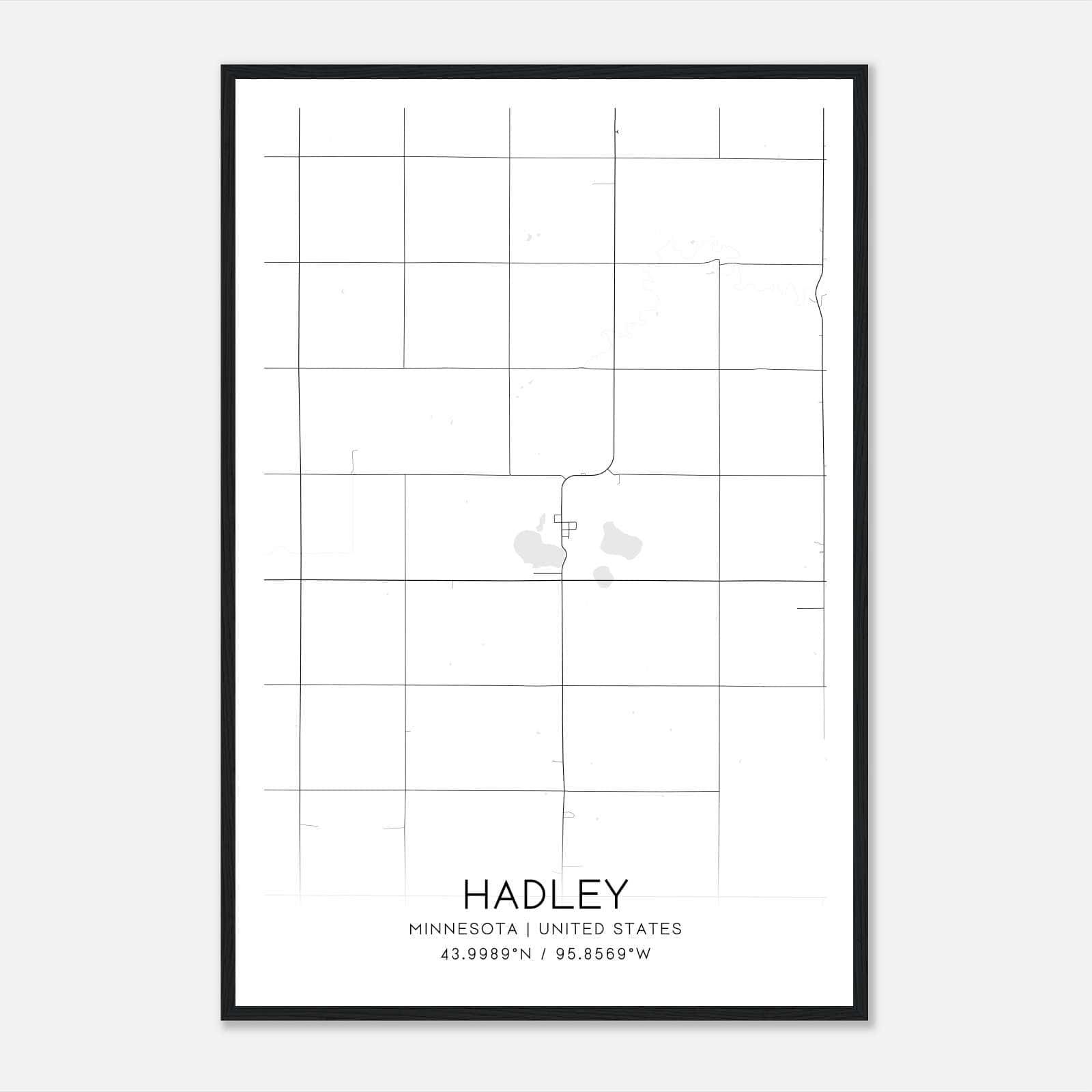 Hadley Minnesota Map Poster, Modern Home Decor Wall Art Print - Custom ...