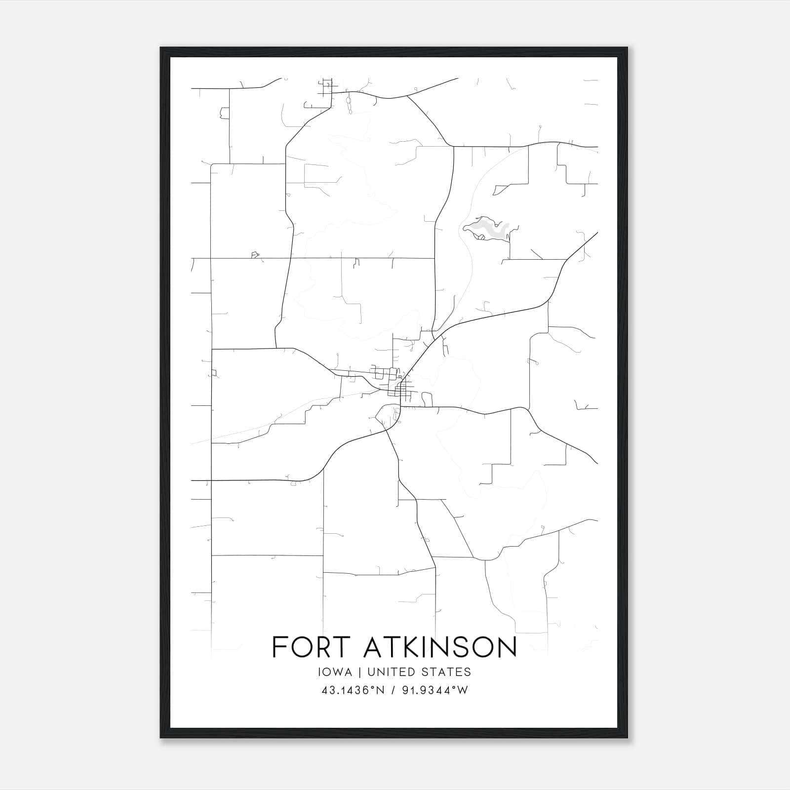 Fort Atkinson Iowa Map Poster, Modern Home Decor Wall Art Print ...