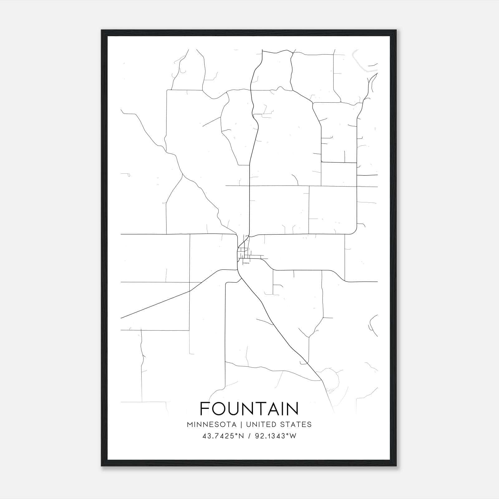 Fountain Minnesota Map Poster, Modern Home Decor Wall Art Print ...