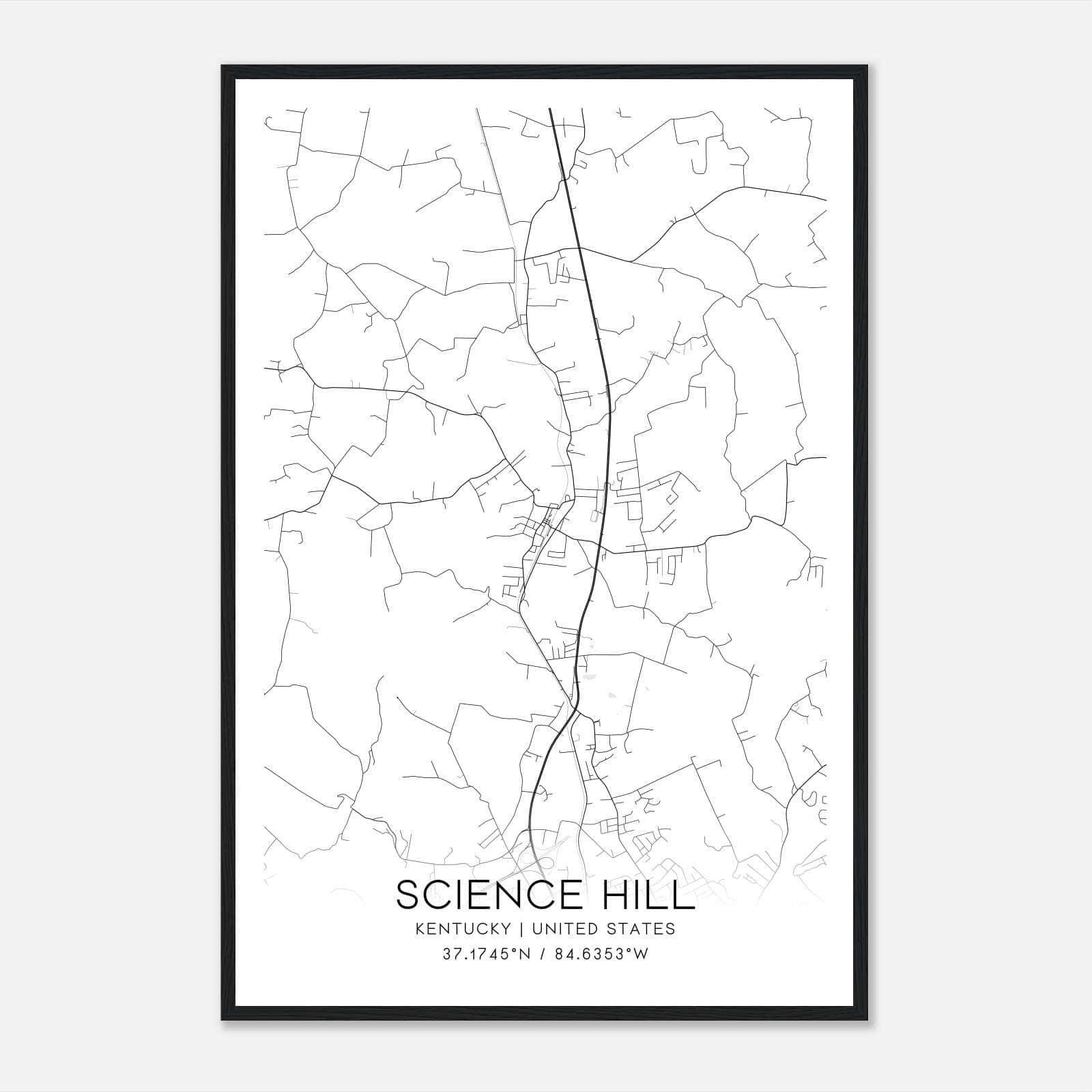 Science Hill Kentucky Map Poster, Modern Home Decor Wall Art Print ...