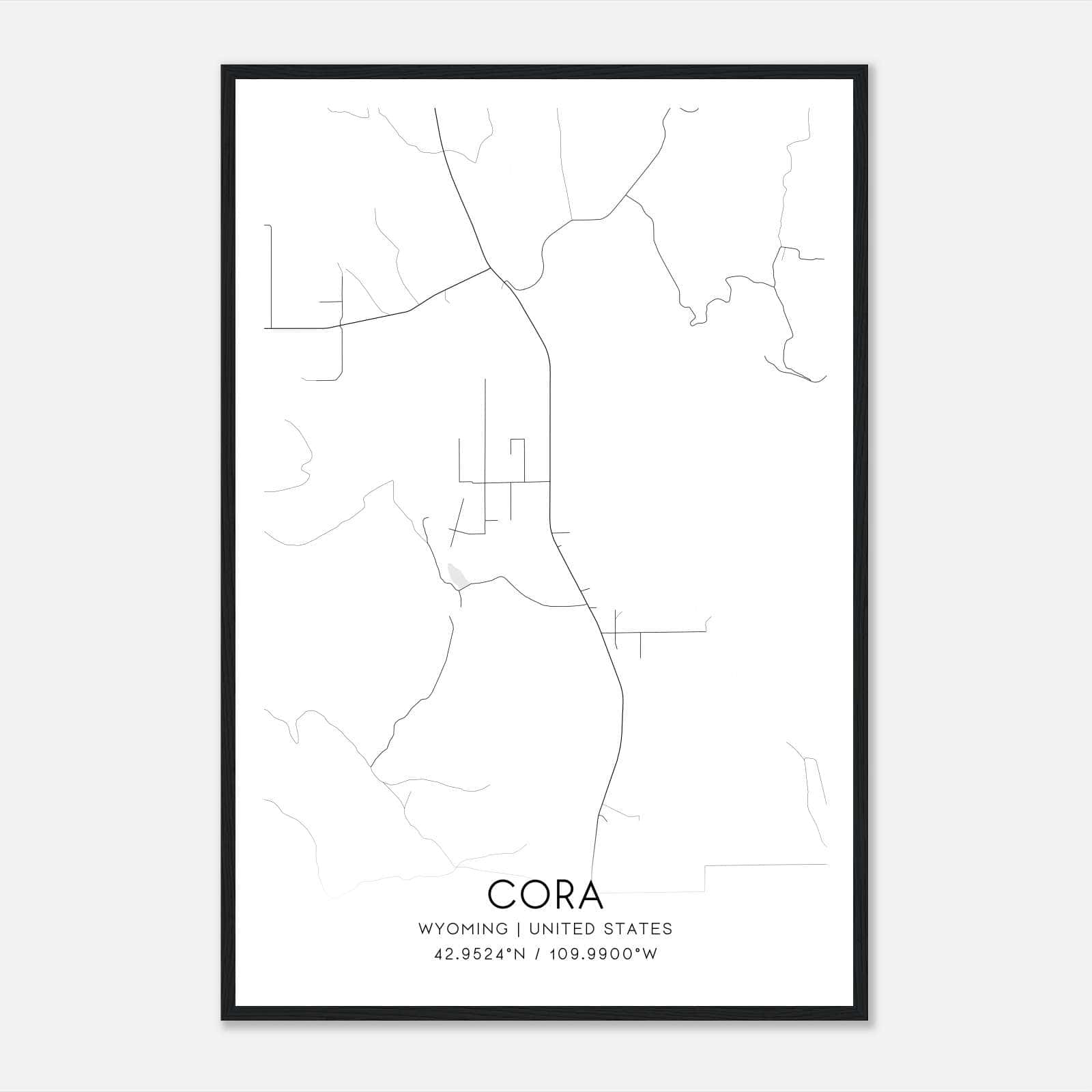 Cora Wyoming Map Poster, Modern Home Decor Wall Art Print - Custom Maps ...