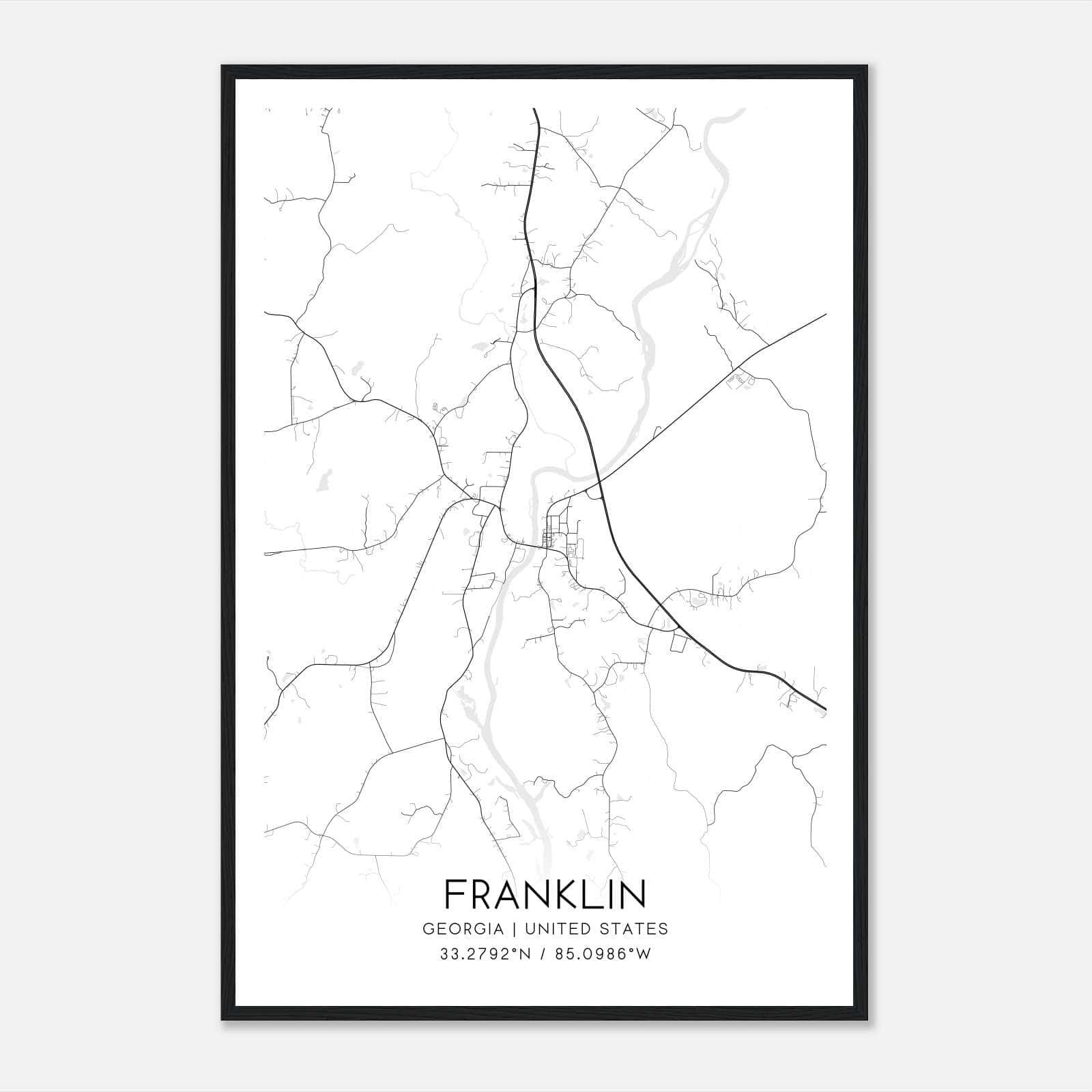 Franklin Georgia Map Poster, Modern Home Decor Wall Art Print - Custom ...